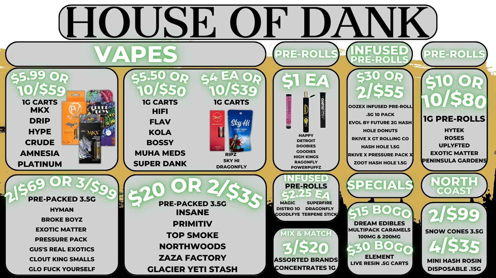 🛒$5.50 OR 10/$50 CARTS 1G🛒 at HOUSE OF DANK SAGINAW REC | Weedmaps