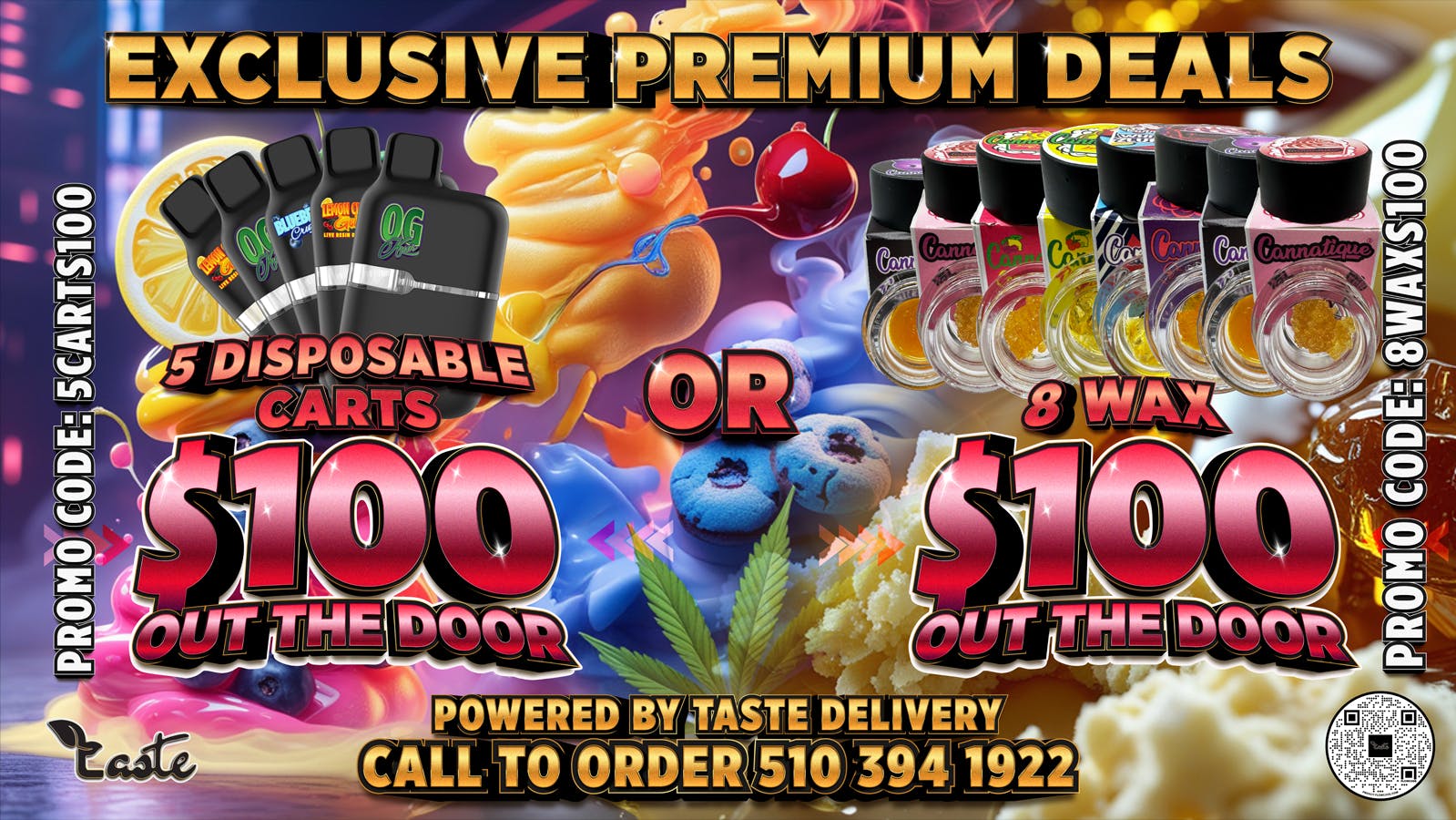 5 1G-Carts / 8 1G-Waxs for $100 at Taste | Weedmaps