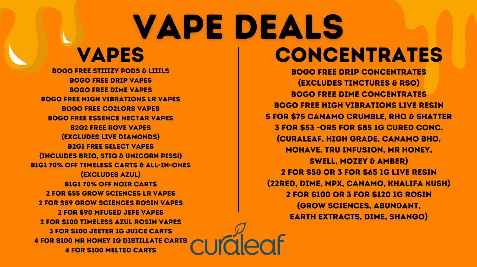 Vape & Concentrate Deals! at Curaleaf - Bell | Weedmaps