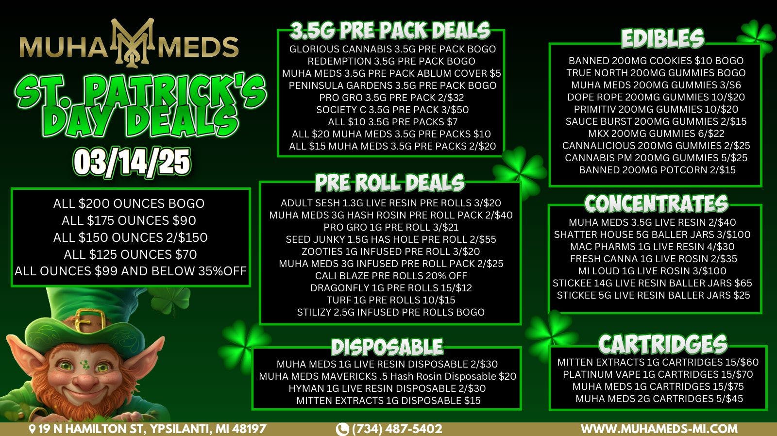 Muha Meds St Patrick’s Day Deals at Muha Meds Ann Arbor - Recreational ...