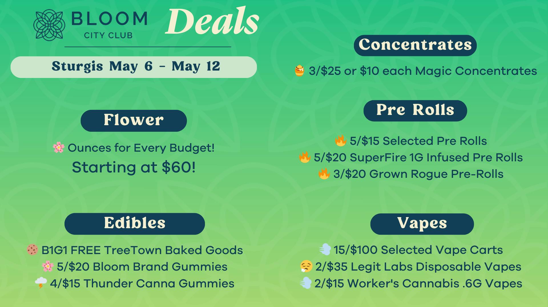 Fresh Flower Deals! at Bloom City Club Sturgis | Weedmaps