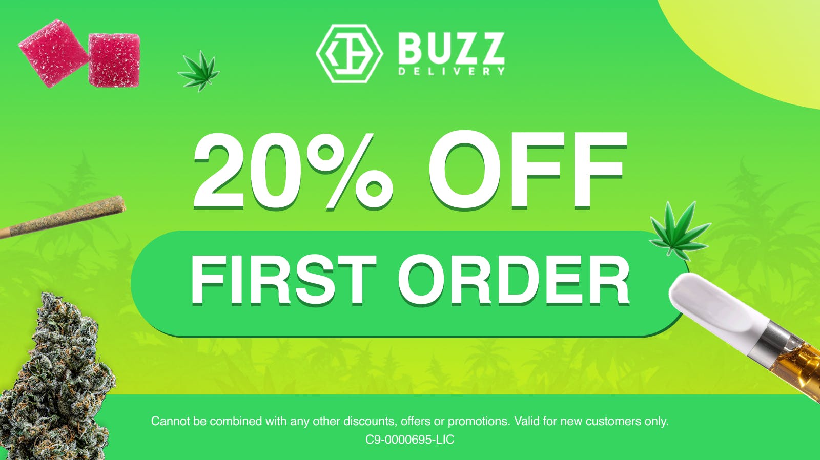 Save 20% off your first order at Buzz Delivery - San Mateo | Weedmaps