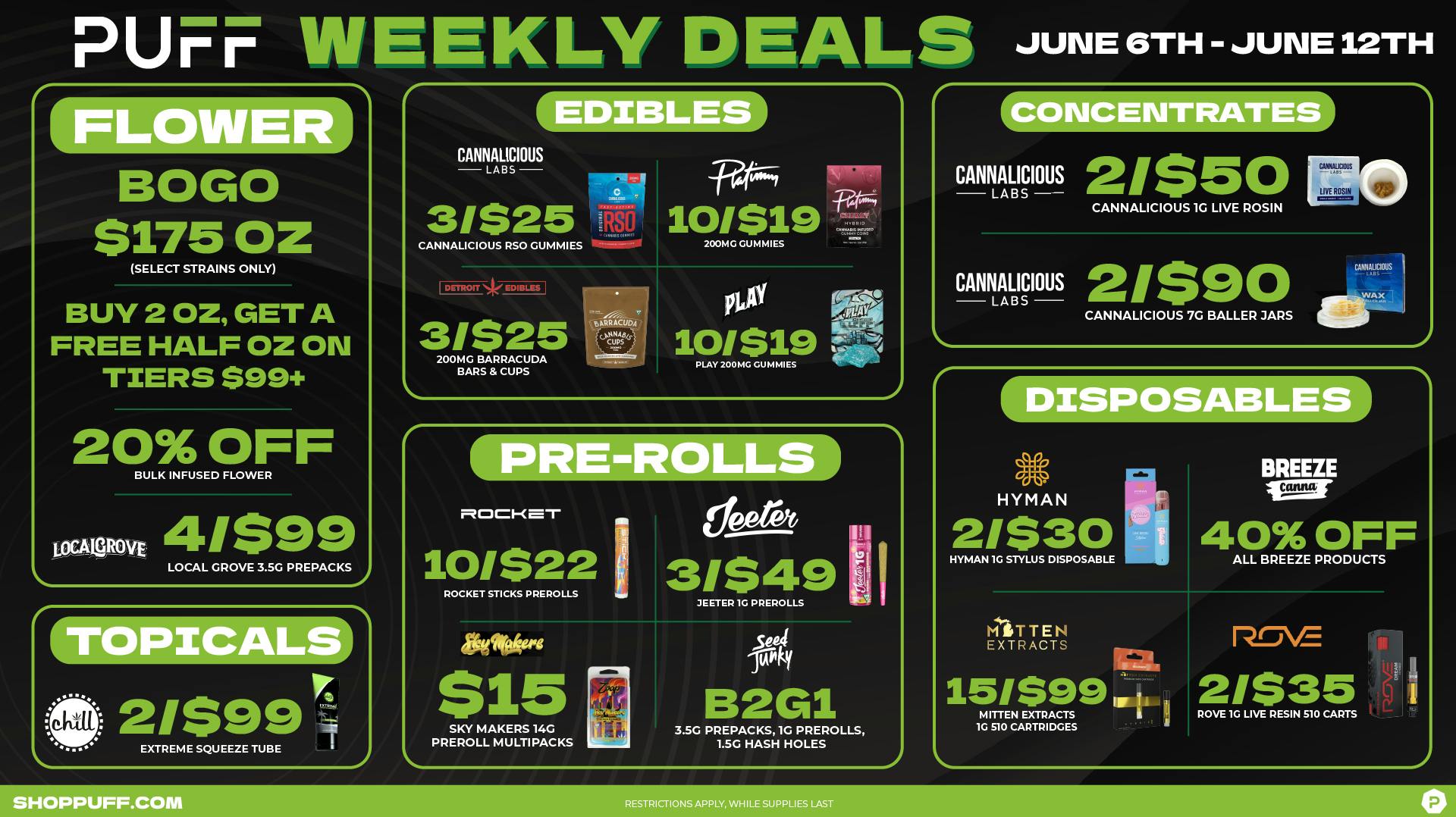 🚤🍉🏖️🌻 June Deals 🌻🏖️🍉🚤 at PUFF Center Line - OPEN NOW | Weedmaps
