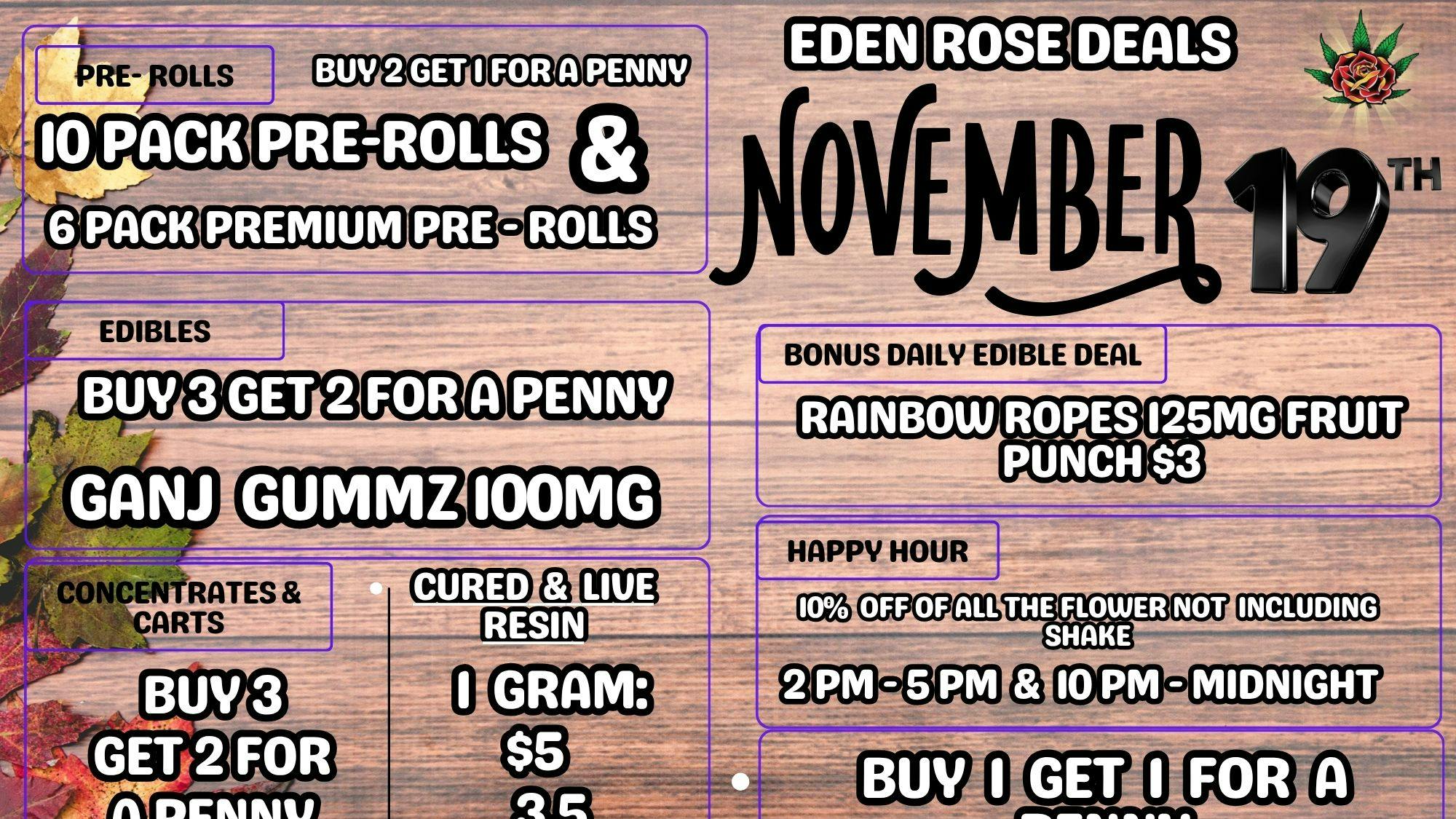EDEN ROSE NOVEMBER 2025 DEALS at Eden Rose Dispensary - South | Weedmaps