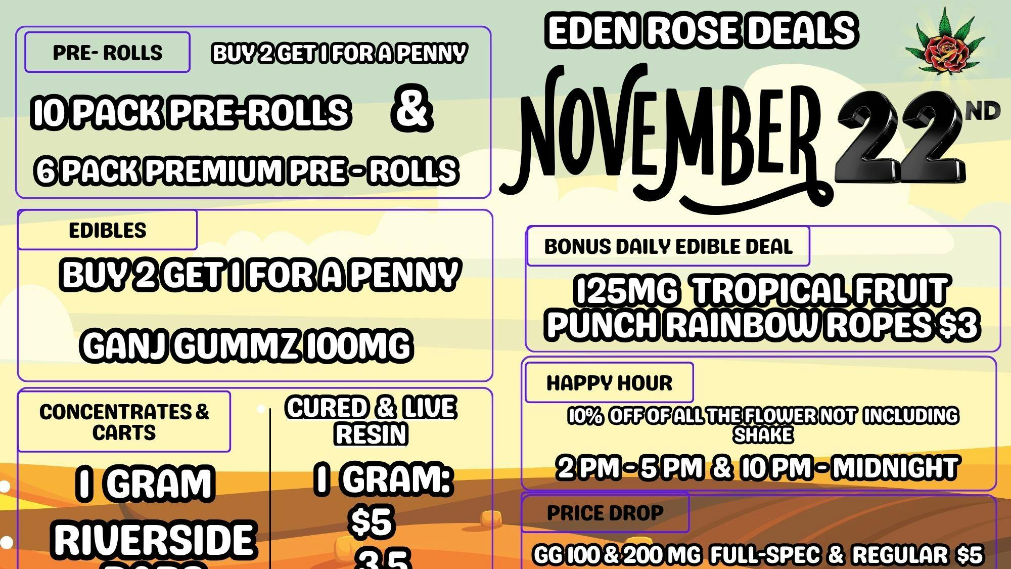 EDEN ROSE NOVEMBER 2025 DEALS at Eden Rose Dispensary - South | Weedmaps
