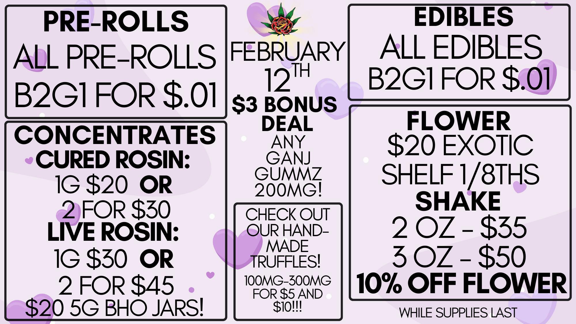 Eden Rose Daily Deal 02/12/26 at Eden Rose Dispensary | Weedmaps
