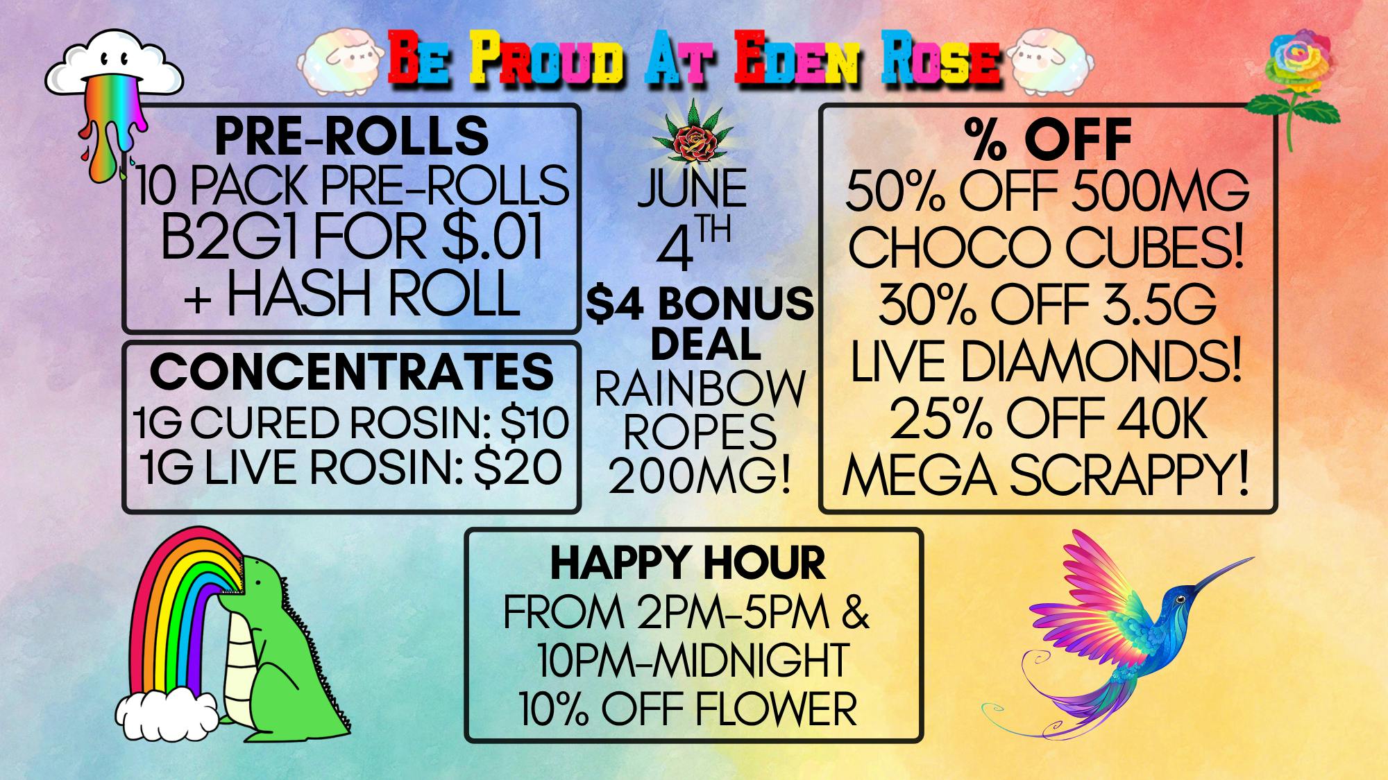 Eden Rose Daily Deals 6/4/26 at Eden Rose Dispensary - South | Weedmaps