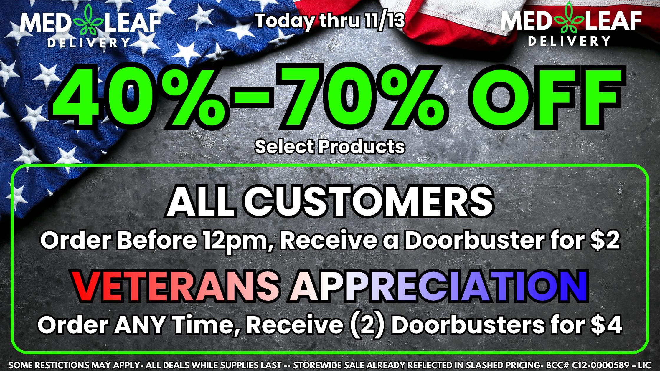 Order Before 12pm, Receive a Doorbuster for $2 at MedLeaf Weed Delivery - Oceanside | Weedmaps