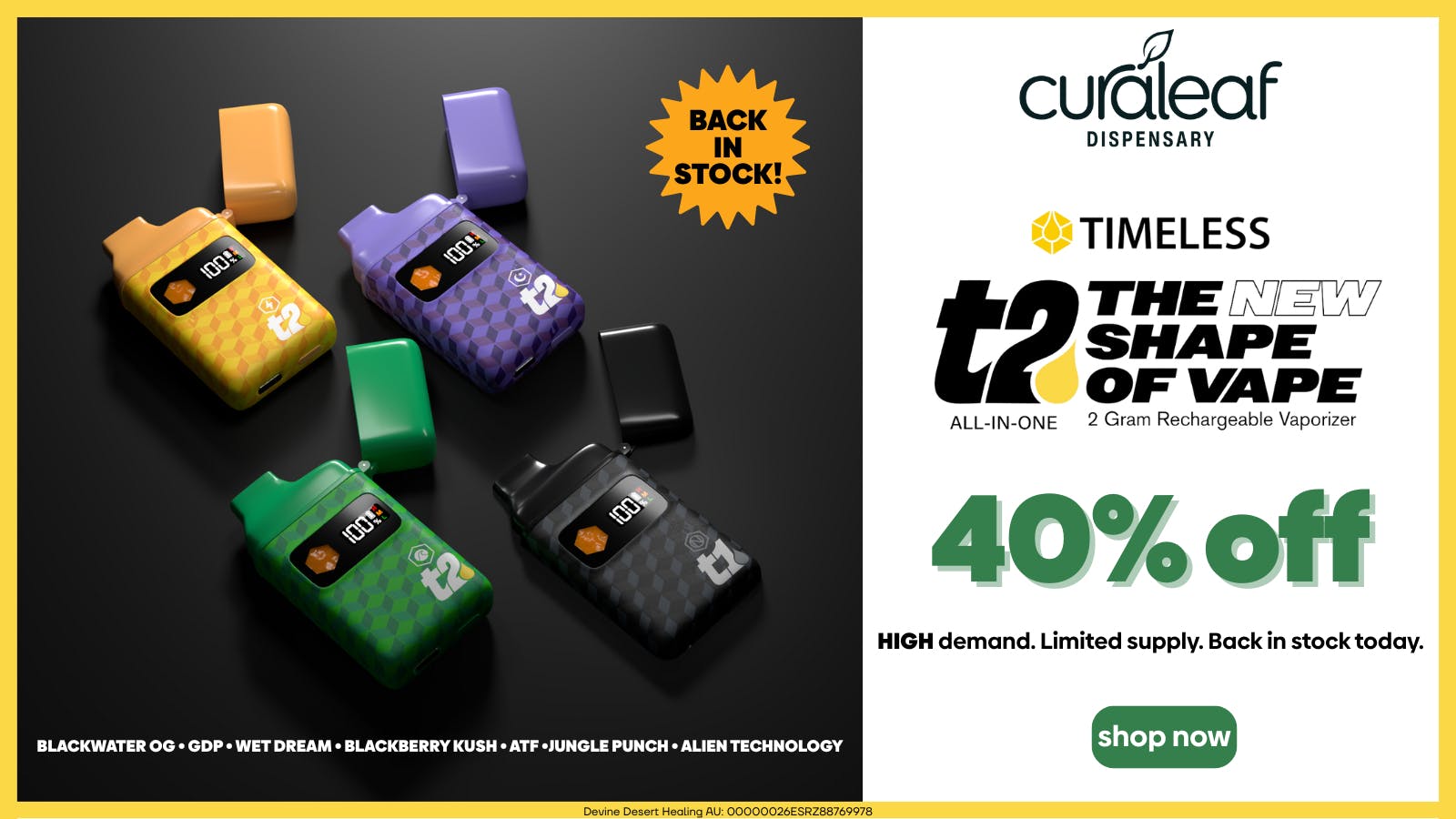 40% OFF on Timeless Cartridges and All in Ones at Curaleaf - Pavilions ...