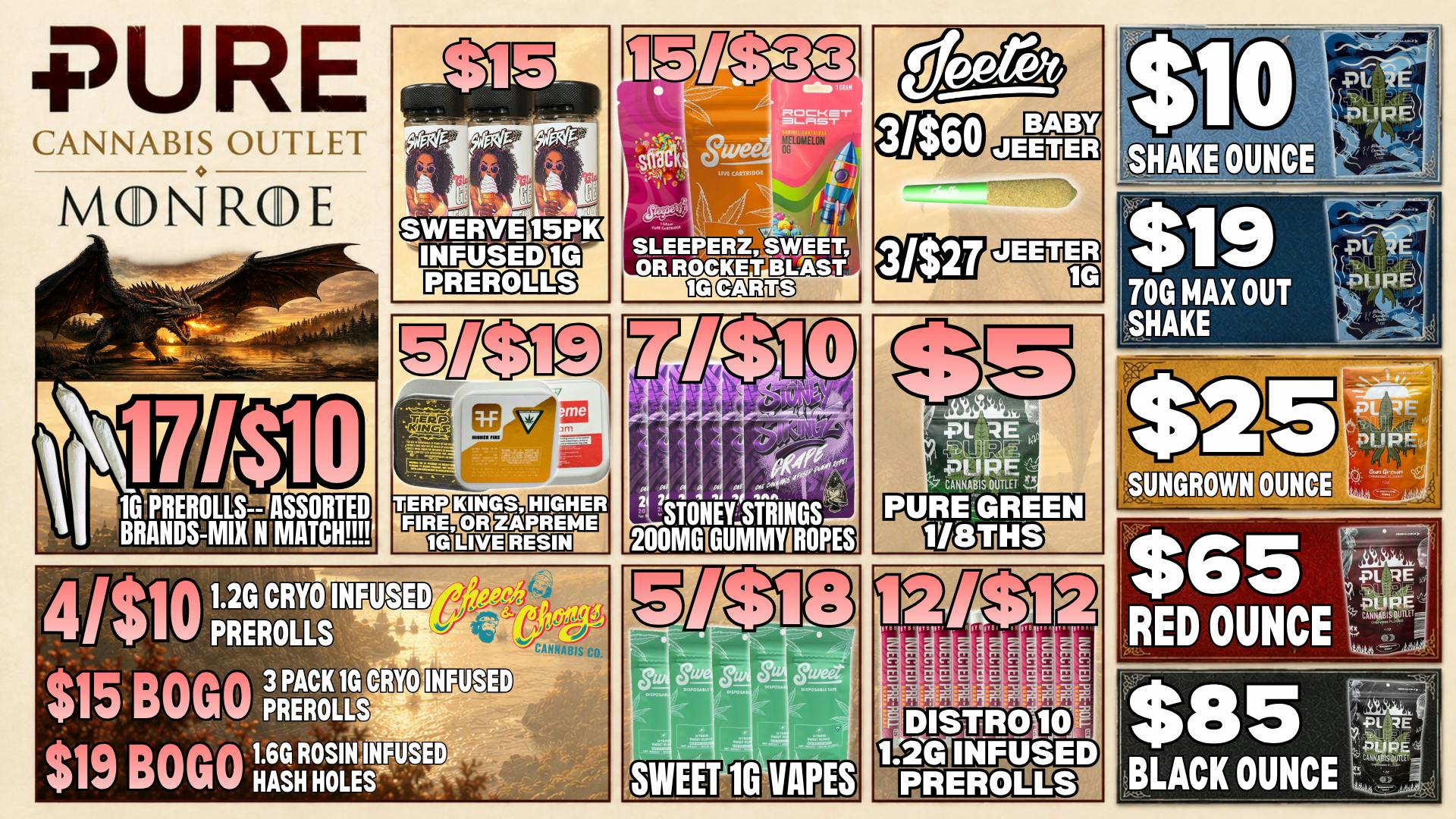 🔥JEETER + CHEECH & CHONG DEALS • 15/$33 CARTS💨 at Pure Cannabis Outlet ...
