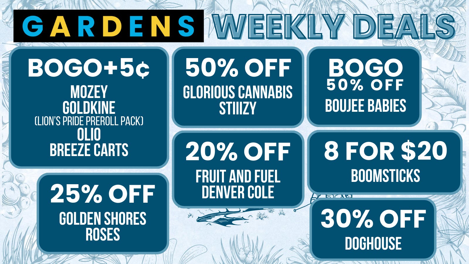 Weekly Deals January 1st - January 8th at Urban Gardens | Weedmaps