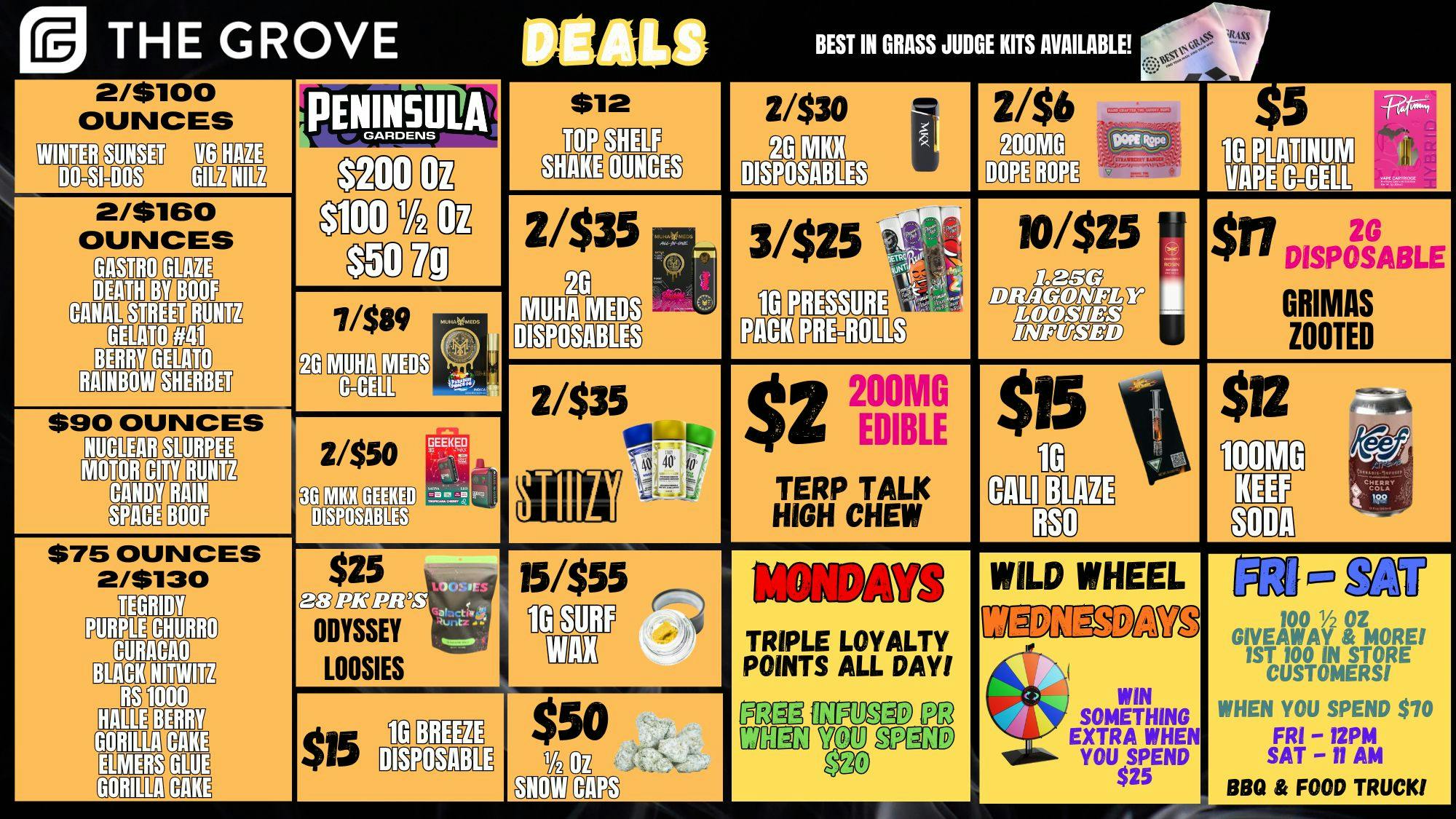 Blow Out Deals Cont! 2/$100 Quality Oz's! $2 Edi's at The Grove | Weedmaps