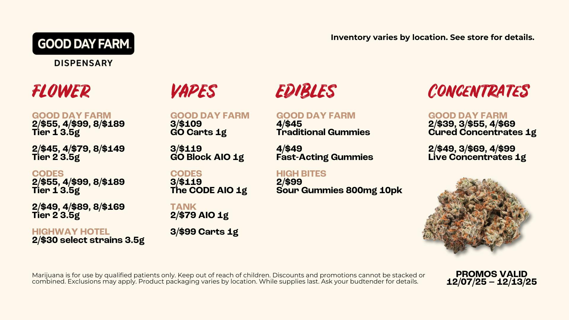 December Promos at Good Day Farm at Good Day Farm - Hensley | Weedmaps