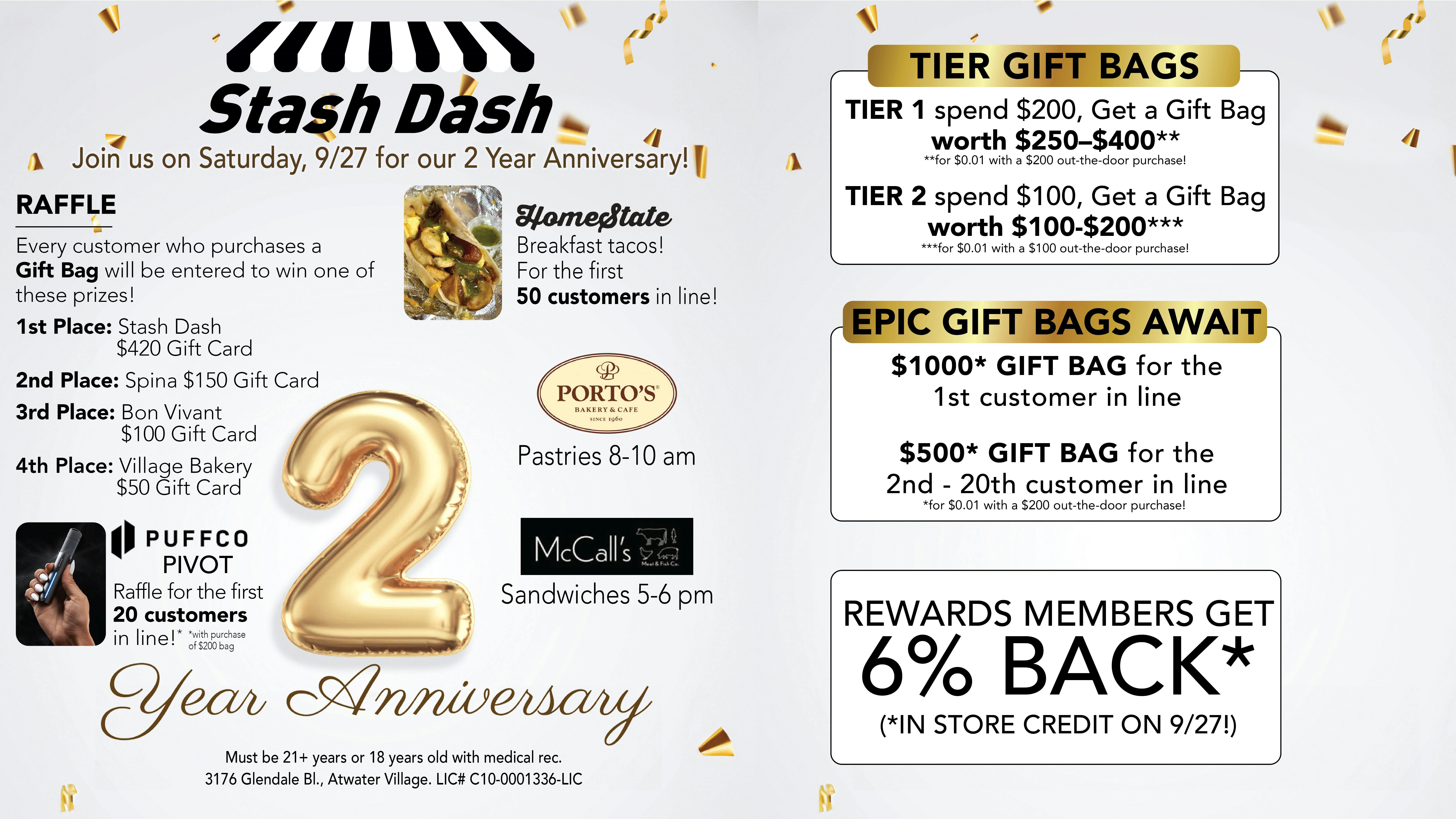 Stash Dash $1000* & $500* Gift Bags! at Stash Dash | Weedmaps