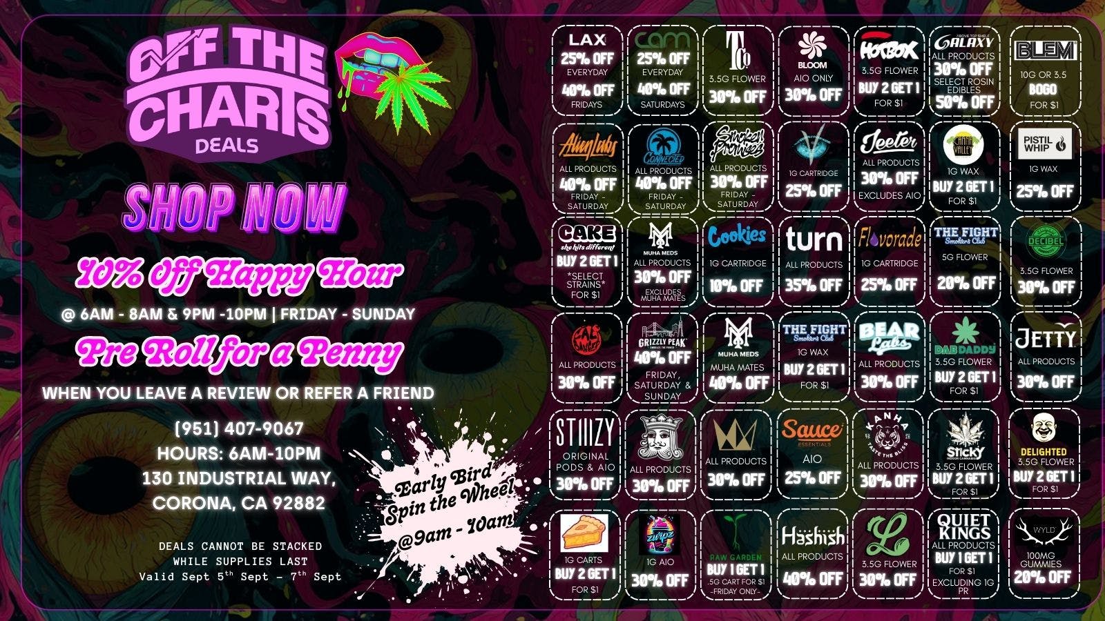 September Deals To Remember🔥🔥 at Off the Charts - Corona | Weedmaps