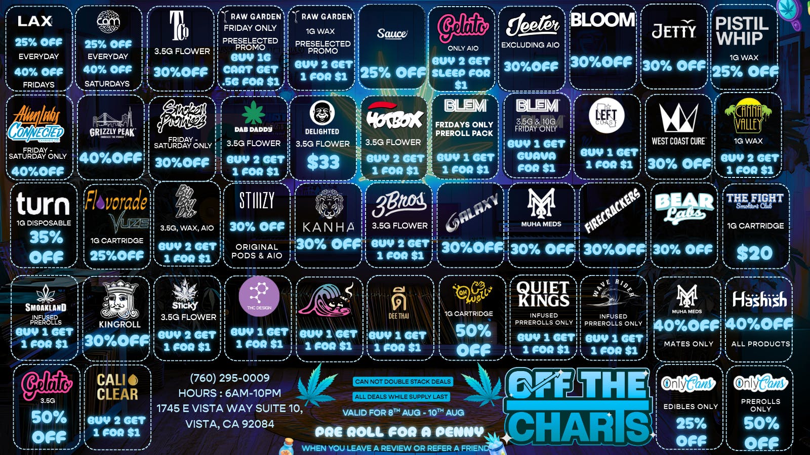 20% OFF - BLAZINN DEALS! at Off the Charts - Vista | Weedmaps