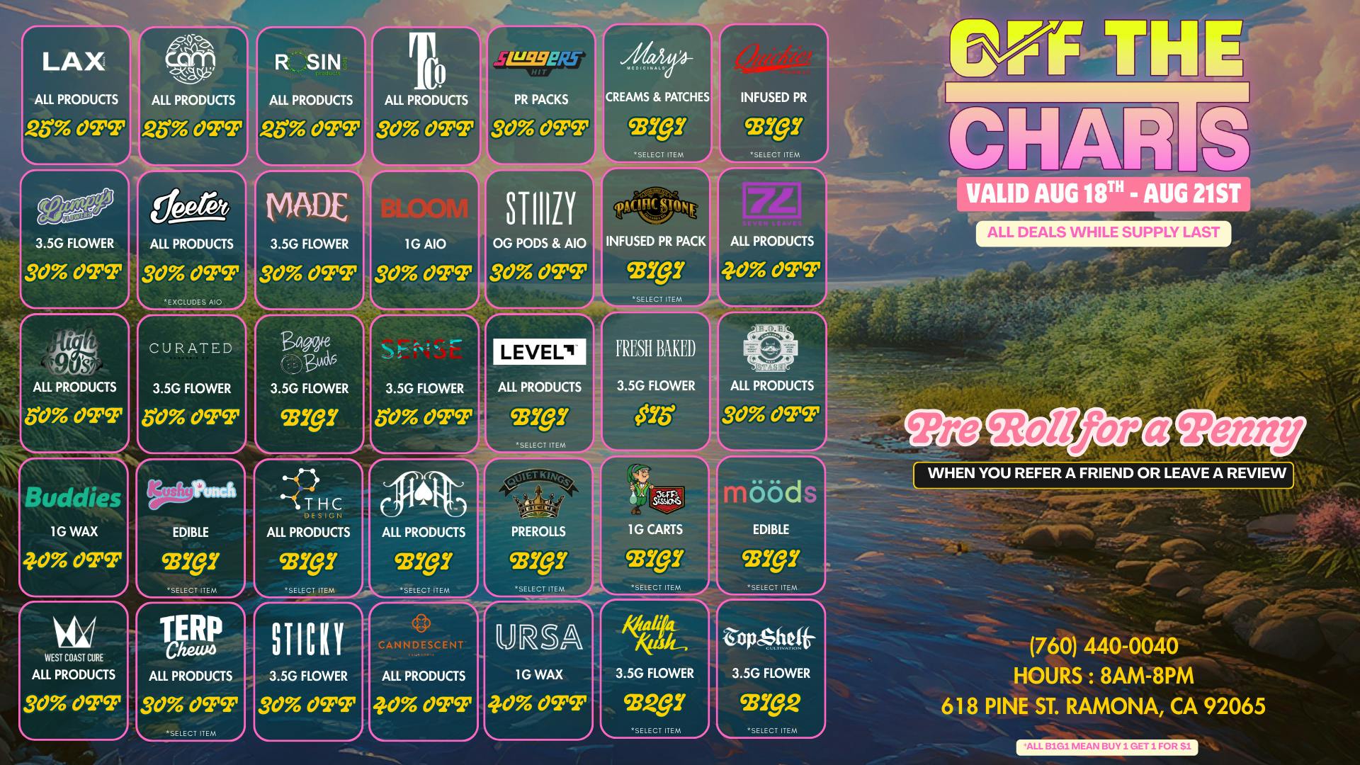 BEST DEALS IN TOWN @ OTC!! at Off the Charts - Ramona | Weedmaps