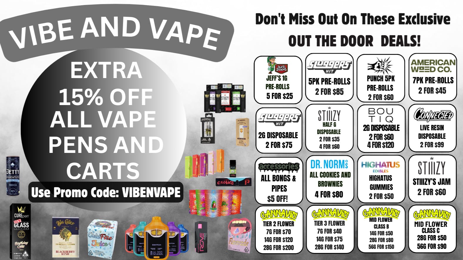 EXTRA 15% OFF ALL VAPES & CARTS USE CODE:VIBENVAPE at Cannavis Delivery ...