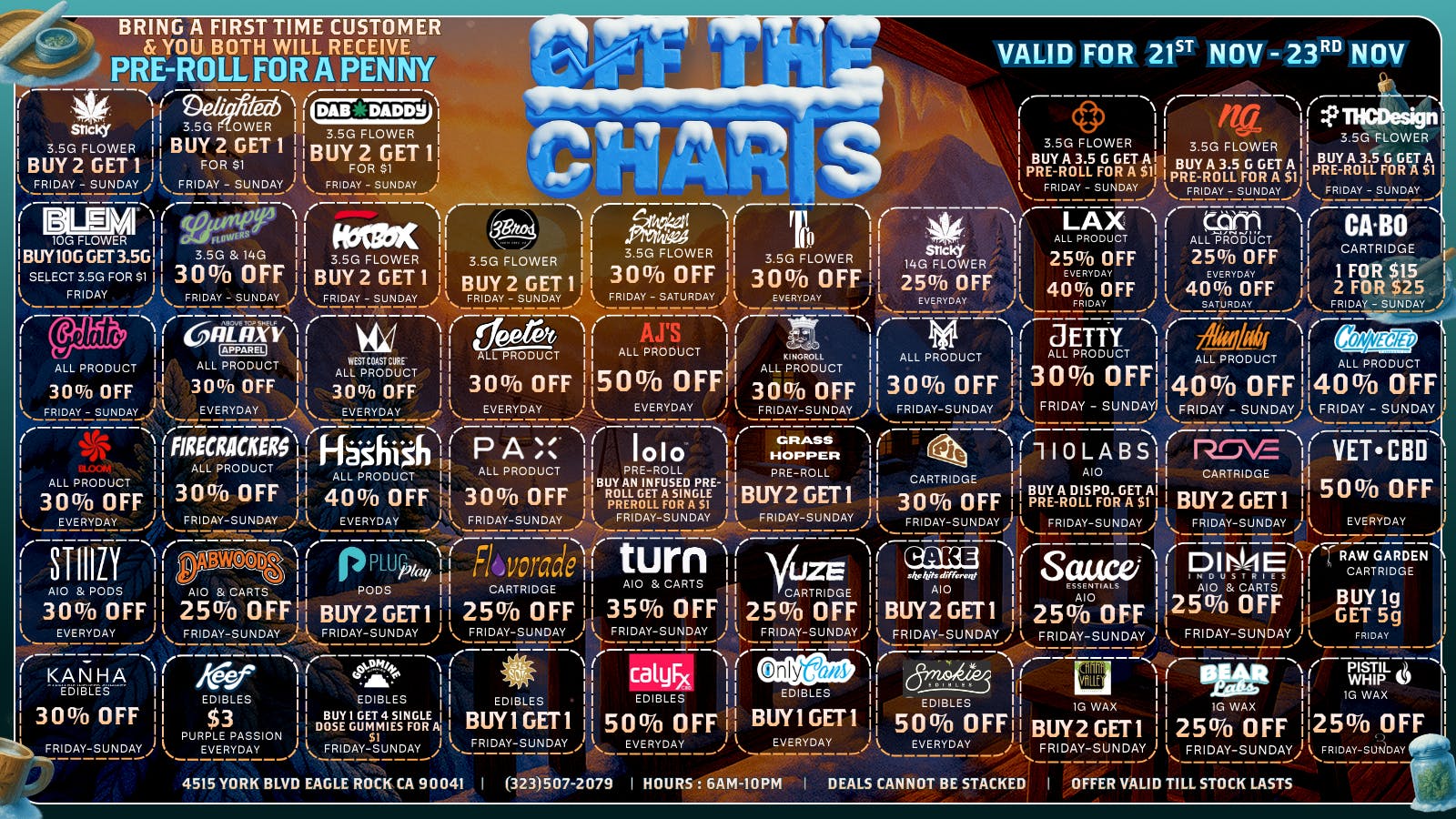 BEST WEEKEND DEALS IN LA!! at Off The Charts - Eagle Rock | Weedmaps