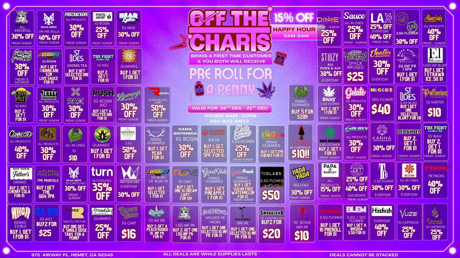 Weekend Deals!! FTP Get a Special gift!! at Off the Charts - Hemet ...