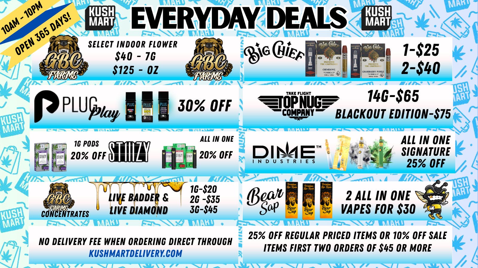 Instore prices!! Delivered direct to you at KUSHMART DELIVERY - TAXES ...