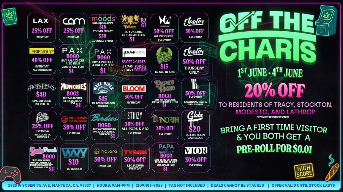 OUR DEALS SHINE BRIGHT LIKE NEON LIGHTS!! at Off the Charts - Manteca ...