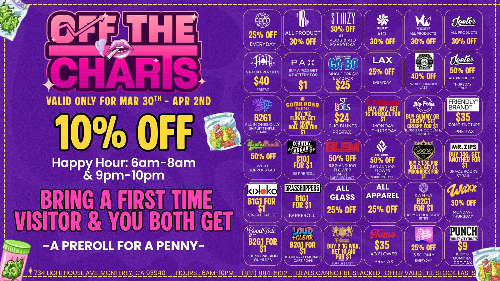 Purple Haze Deals 💜 at Off The Charts - Monterey | Weedmaps