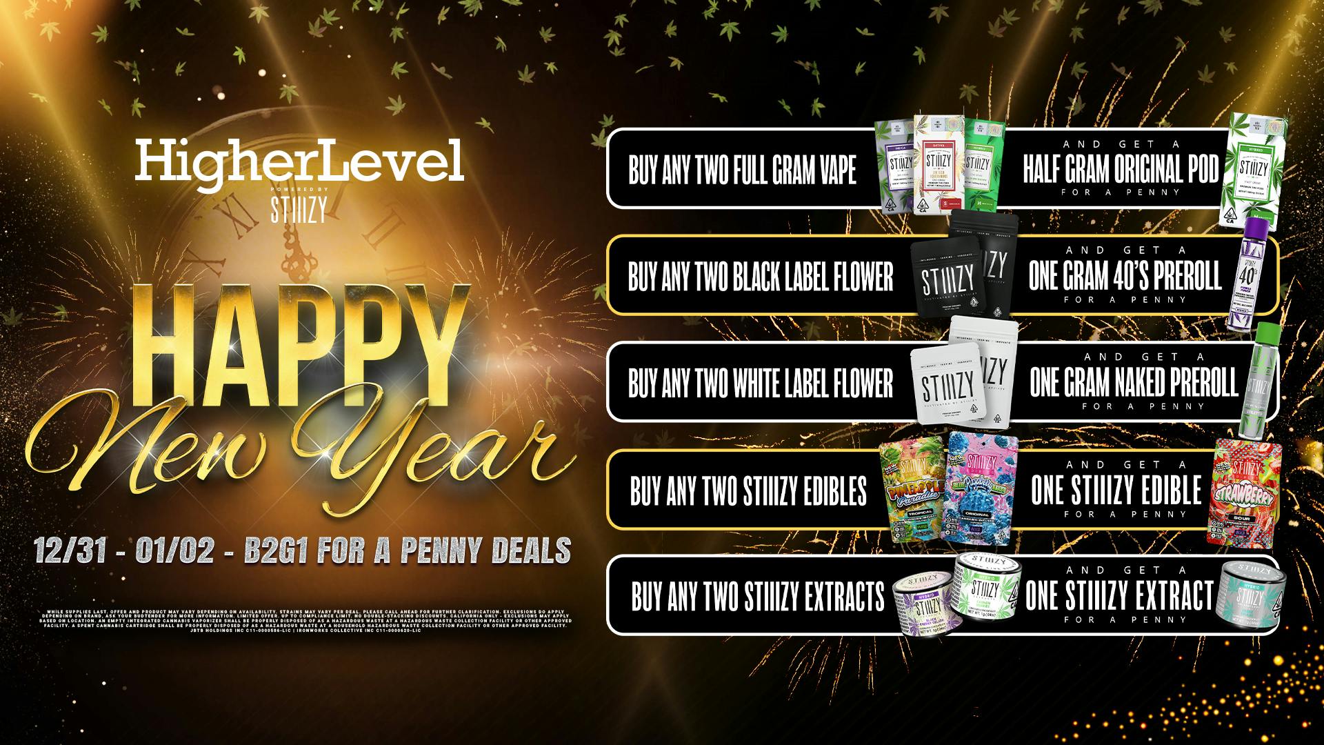Happy New Year! Buy 2 Get 1 for a Penny 🍾 at Higher Level - Seaside ...