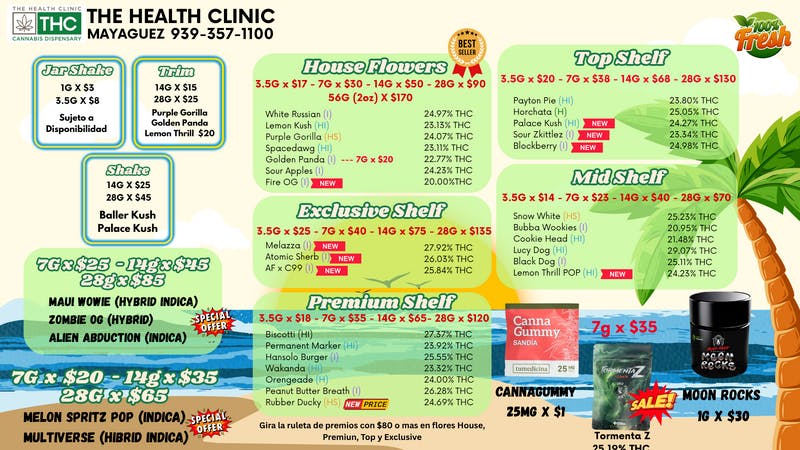 Menu de Flores y Ofertas at The Health Clinic - Mayaguez | Weedmaps