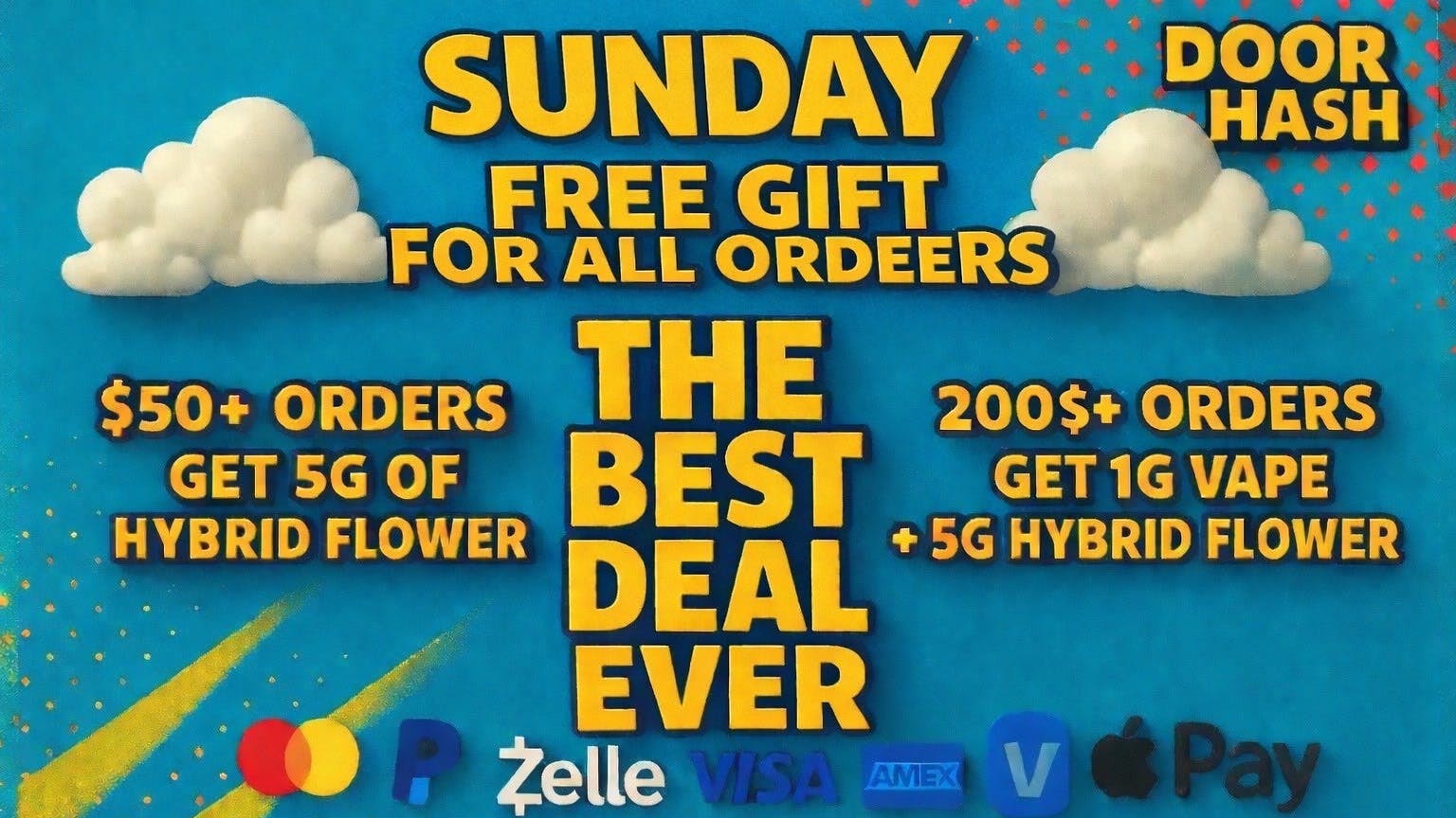 Get 5G Of Flower,Vape Pen & Preroll On Sunday at Doorhash | Weedmaps