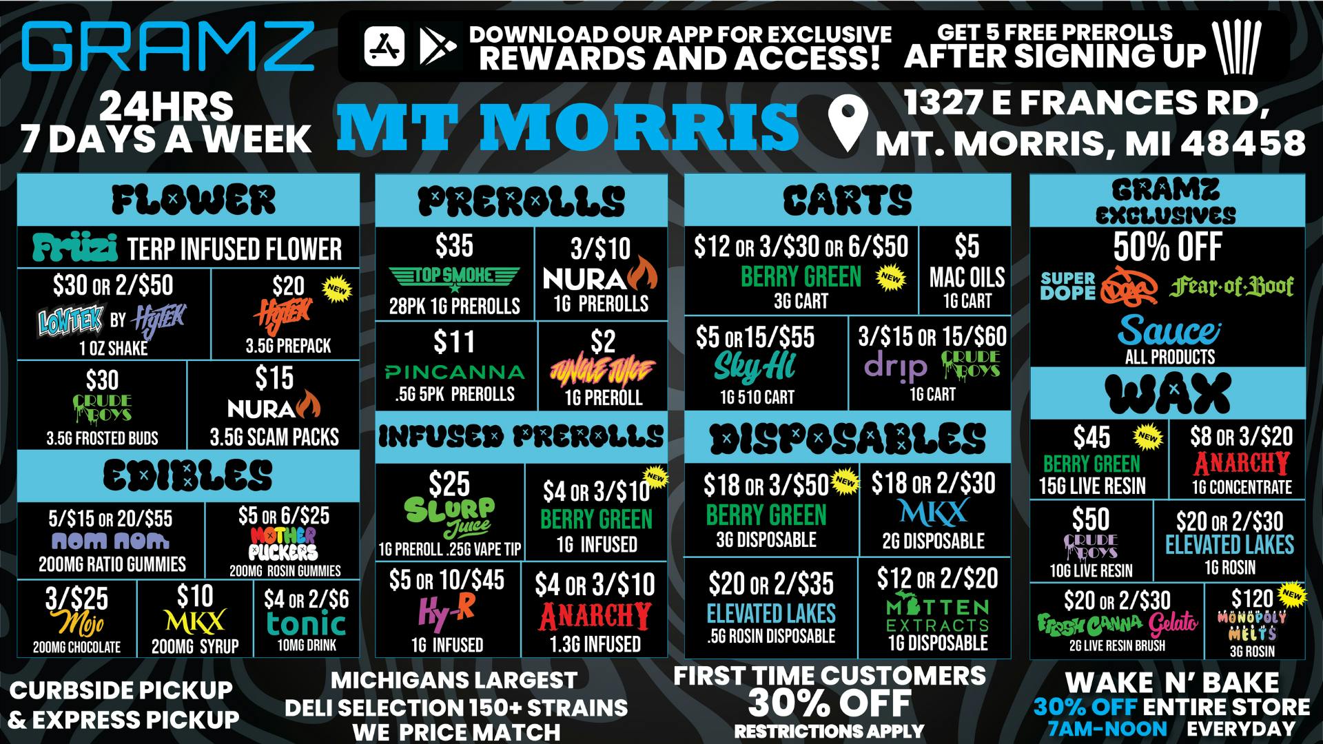 MICHIGAN’S BIGGEST DELI MENU at Gramz Cannabis - Mt. Morris | Weedmaps