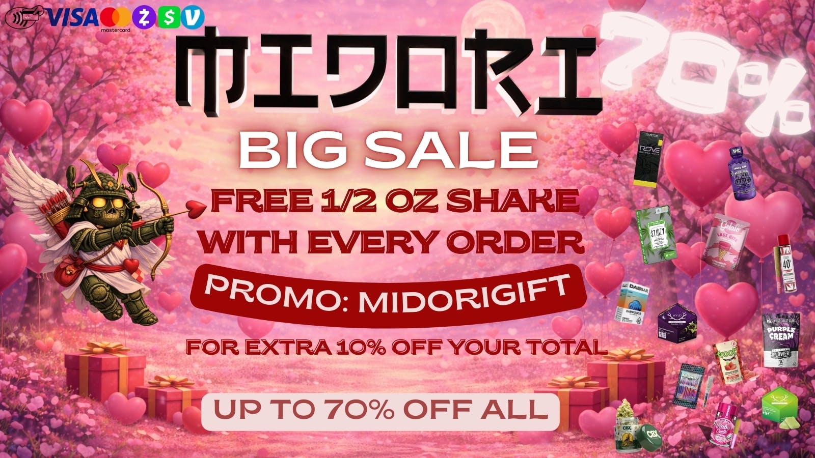 70% OFF + FREE 1/2 OZ SHAKE at Midori Delivery | Weedmaps