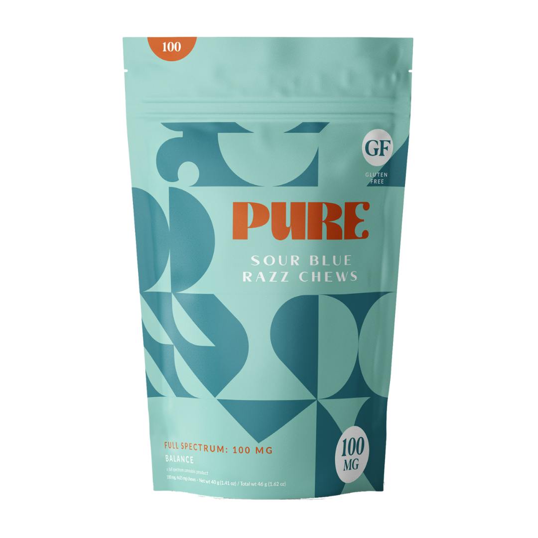 Pure Chews Sour Blue Razz 100mg - Pure