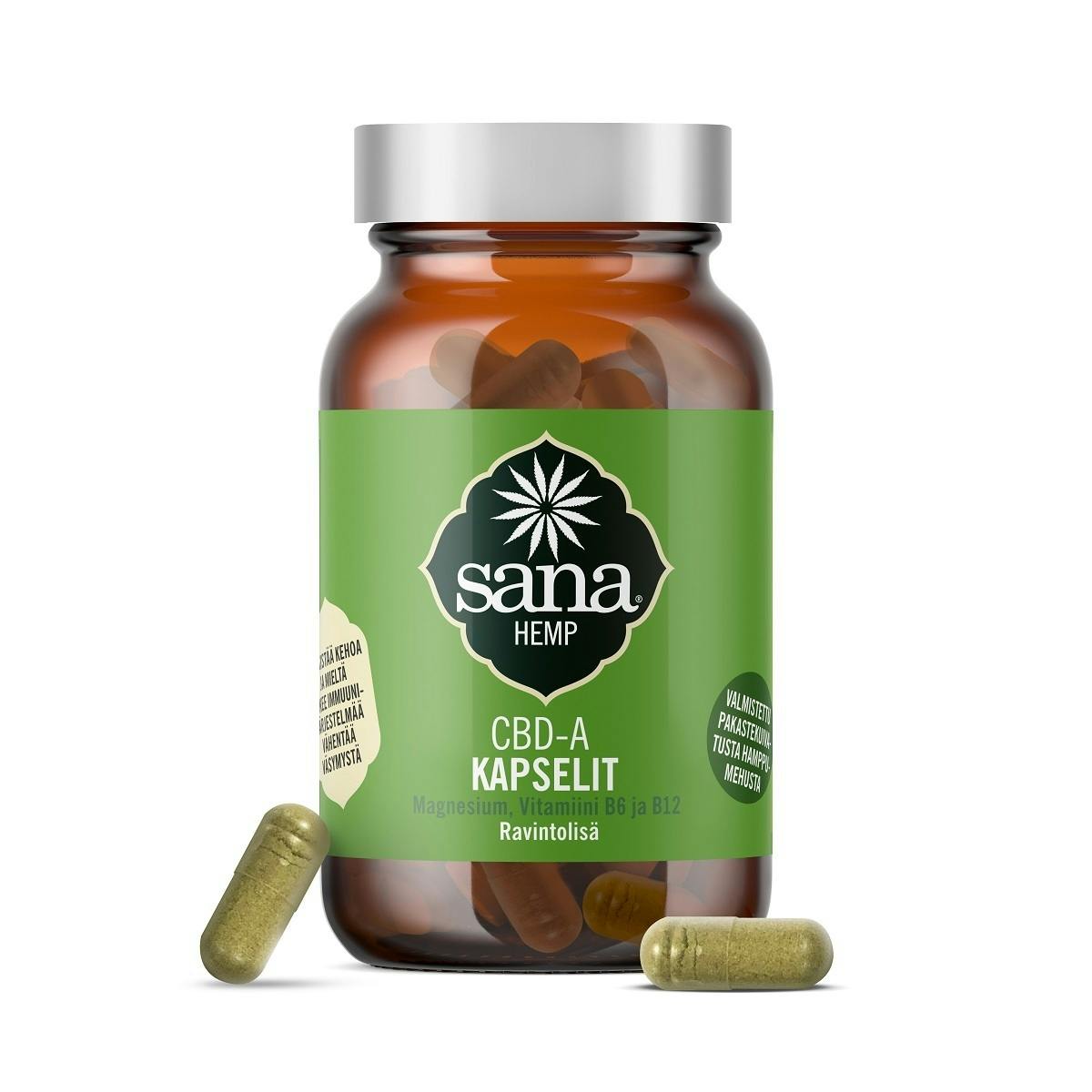 CBDa capsules, Magnesium & Vit B6 + B12 - Sana Hemp Juice