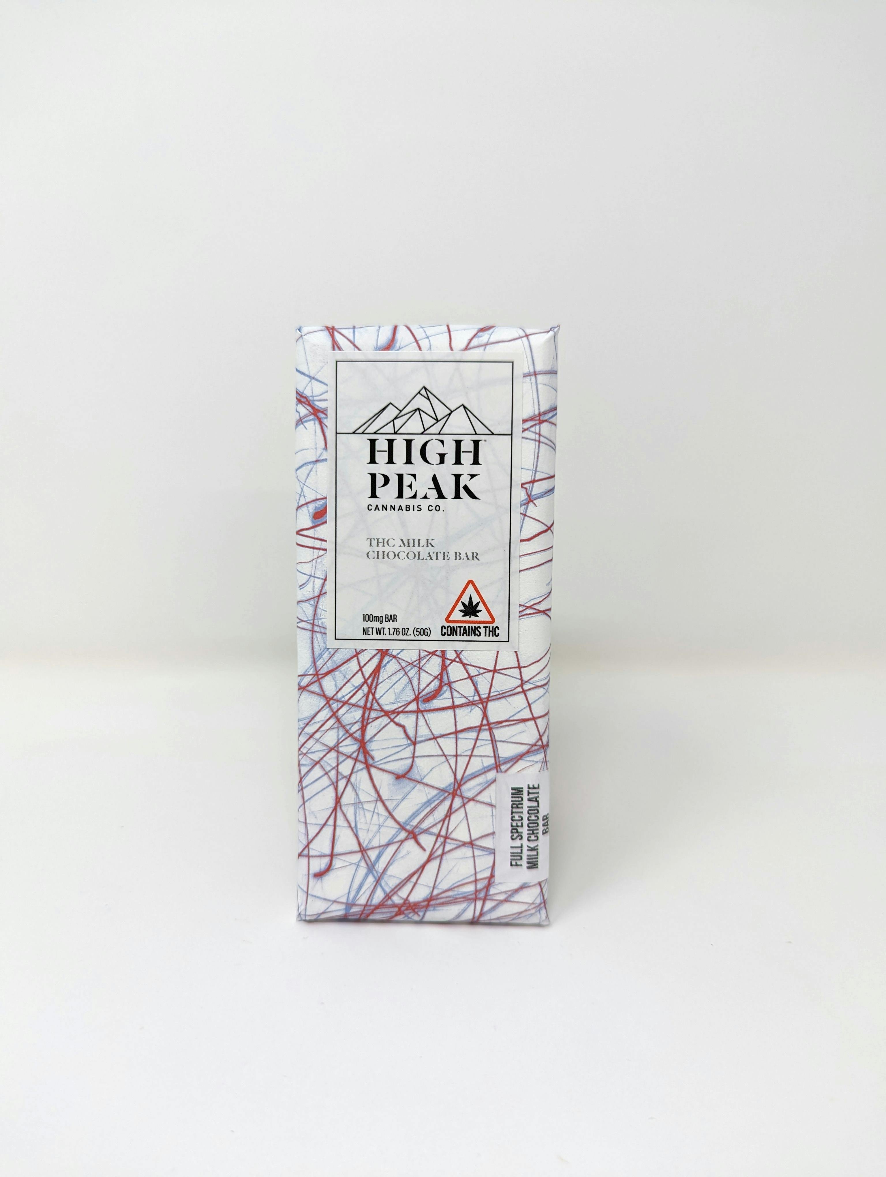High Peak Cannabis Co 100mg Milk Chocolate Bar High Peak Cannabis Co
