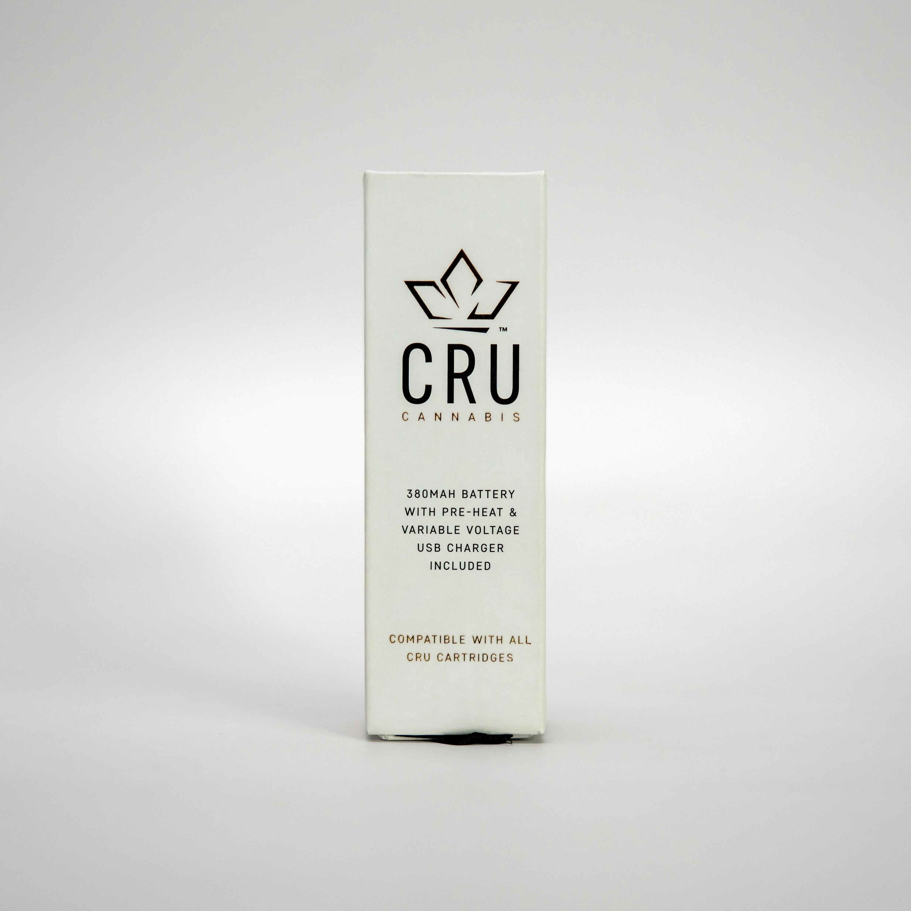 CRU White Battery 380MAH (510 Compatible) - CRU Cannabis