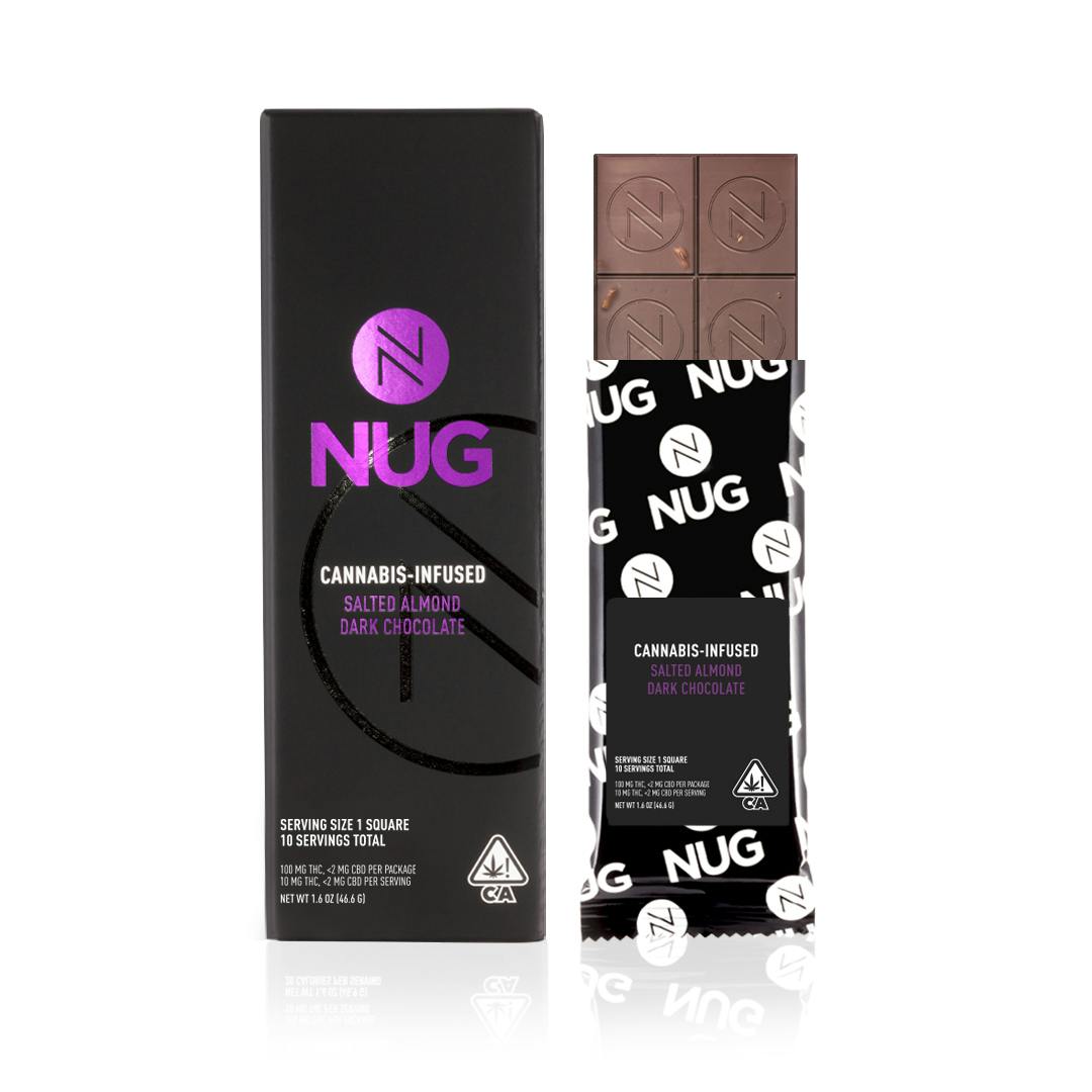 NUG Chocolate Bar - Salted Almond Dark Chocolate - NUG