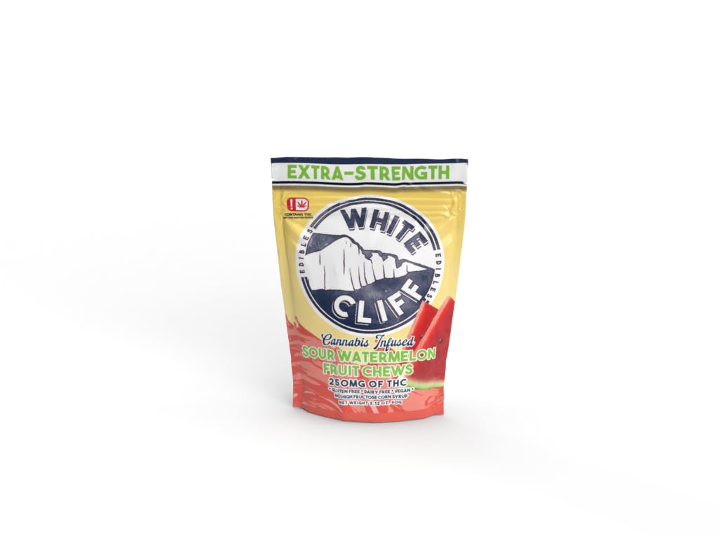 White Cliff Watermelon Sour THC Fruit Chews 250mg, 10, 25mg Pieces ...