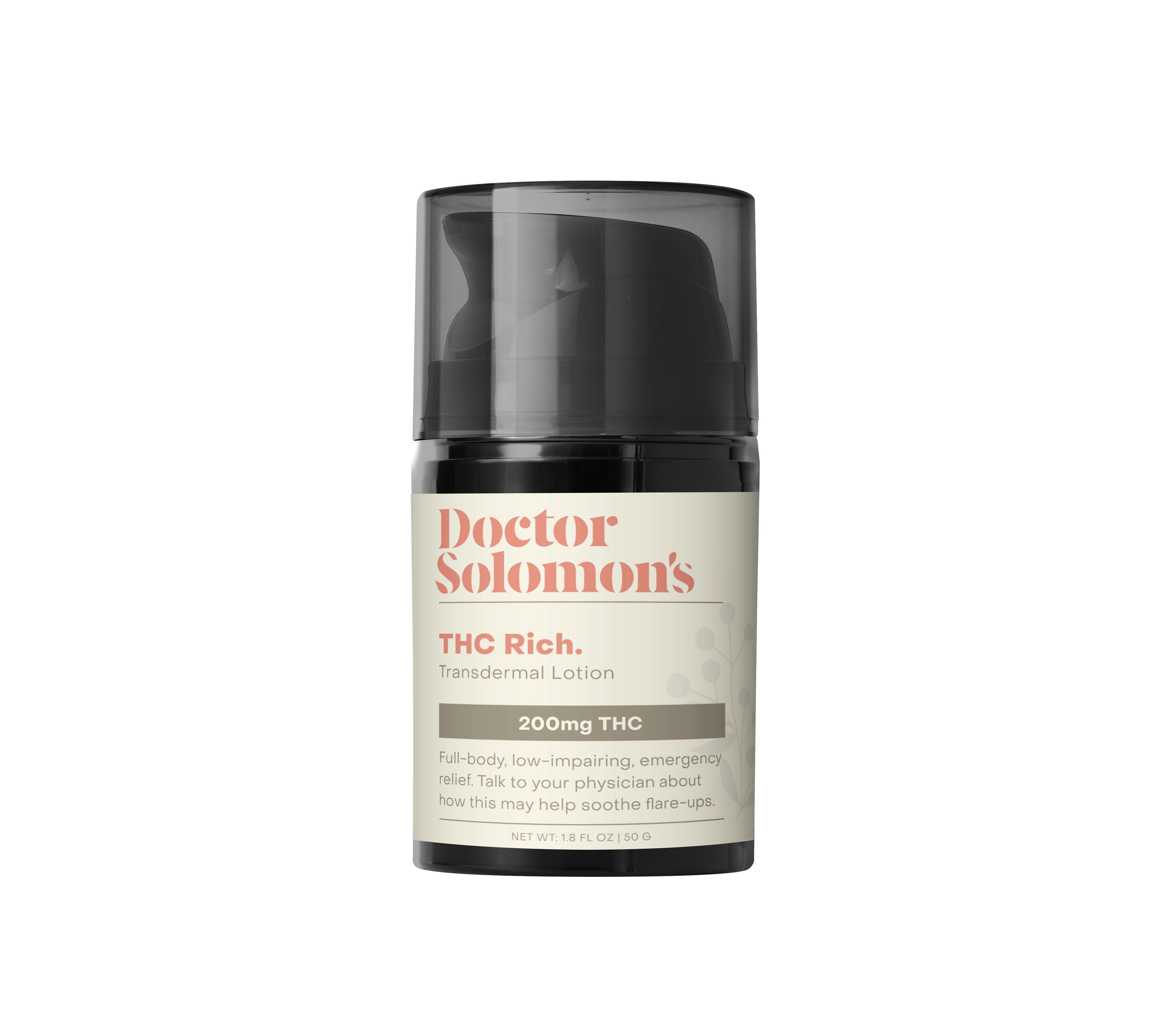 Doctor Solomon's Rescue THC Rich Transdermal Lotion 200mg THC - Doctor ...