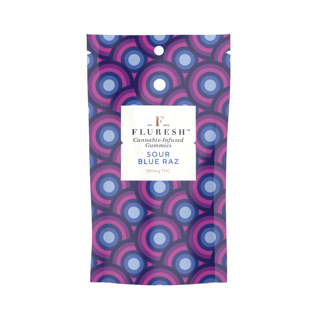 Fluresh Cannabis-Infused Gummies: Sour Blue Raz - Fluresh