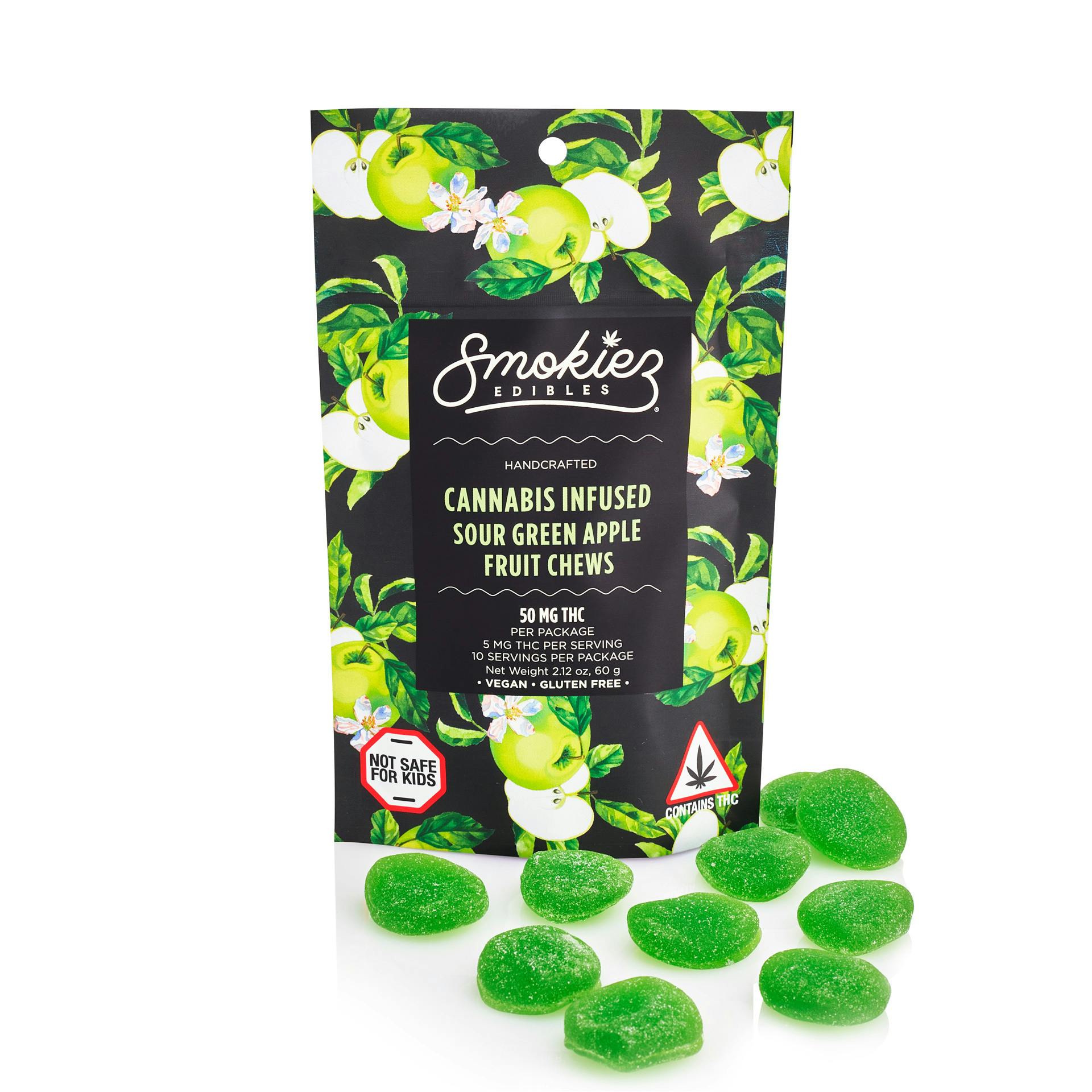 Smokiez Edibles Sour Green Apple Fruit Chews - 50mg THC - MA | Weedmaps