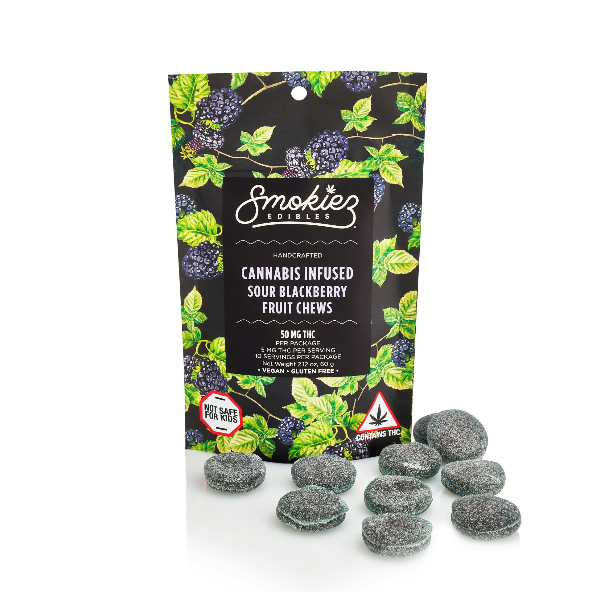 Sour Blackberry Fruit Chews - 50mg THC - MA - Smokiez Edibles