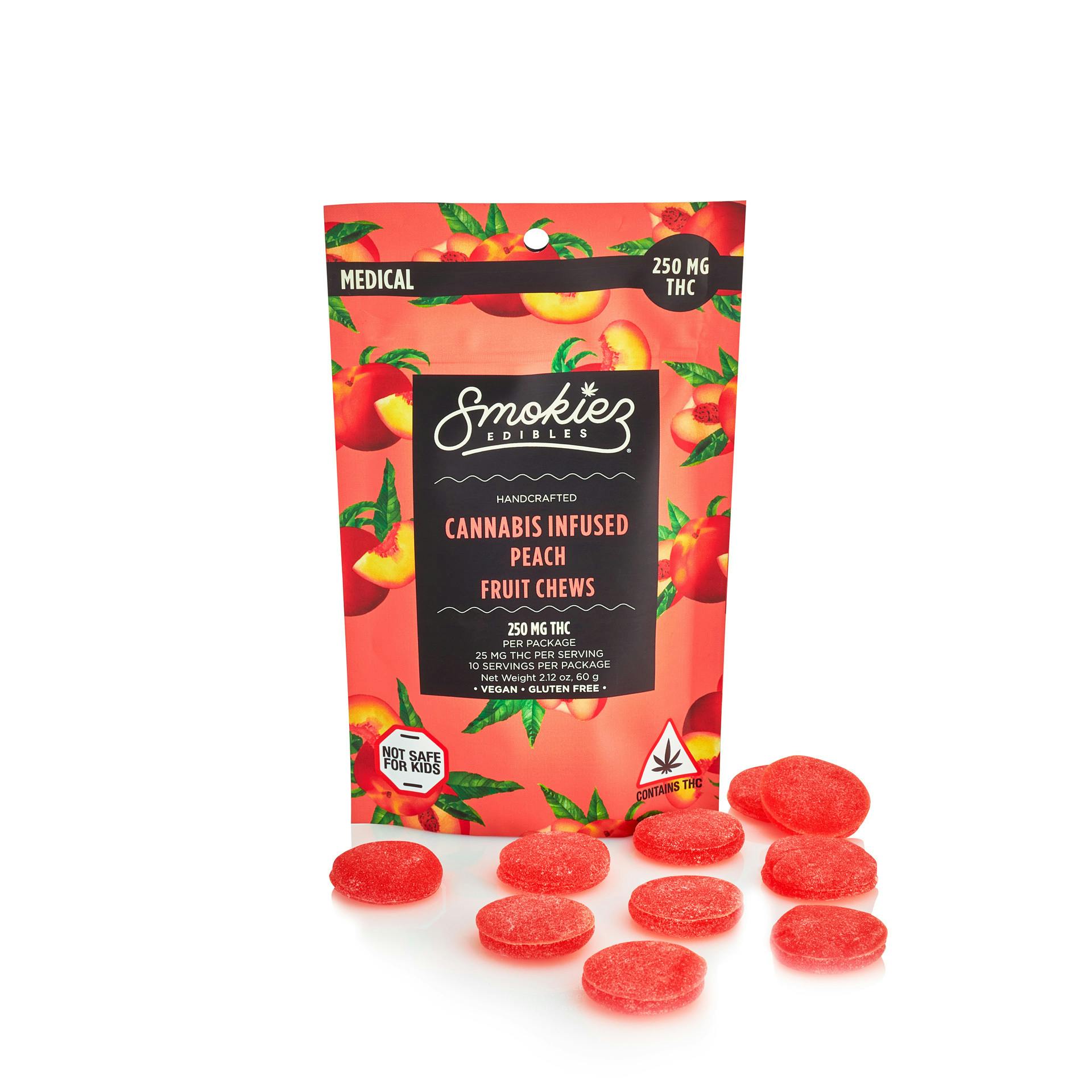 Smokiez Edibles Peach Fruit Chews - 250mg THC - MA | Weedmaps