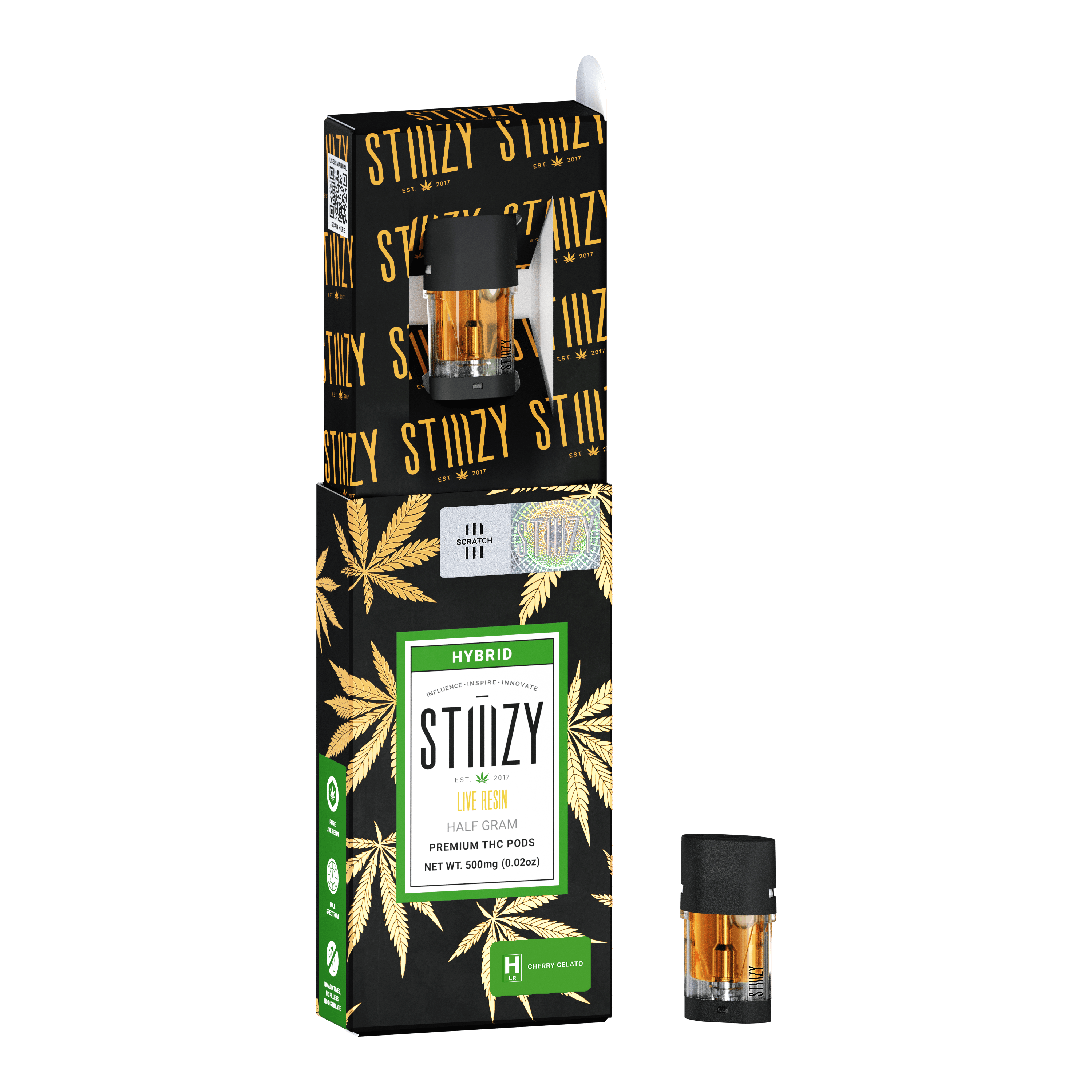 Vape Cartridge - CHERRY GELATO .5G Live Resin Pod - STIIIZY - STIIIZY