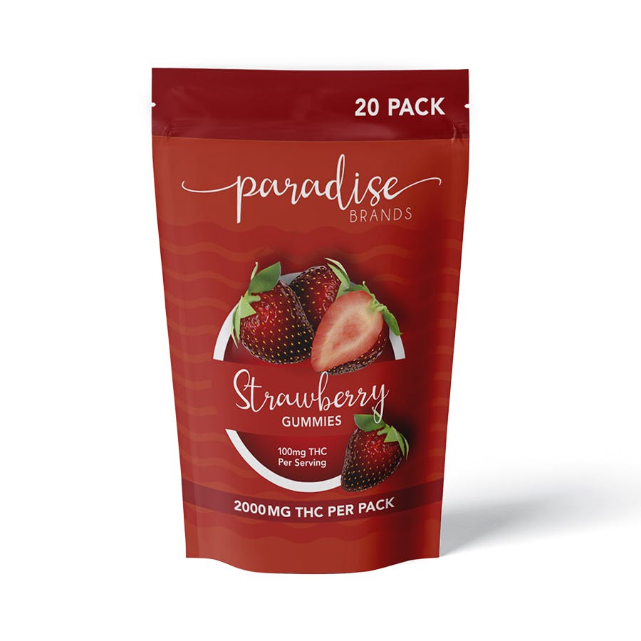 Paradise Brands 20 Pack Gummies Strawberry 2000mg - Paradise Brands