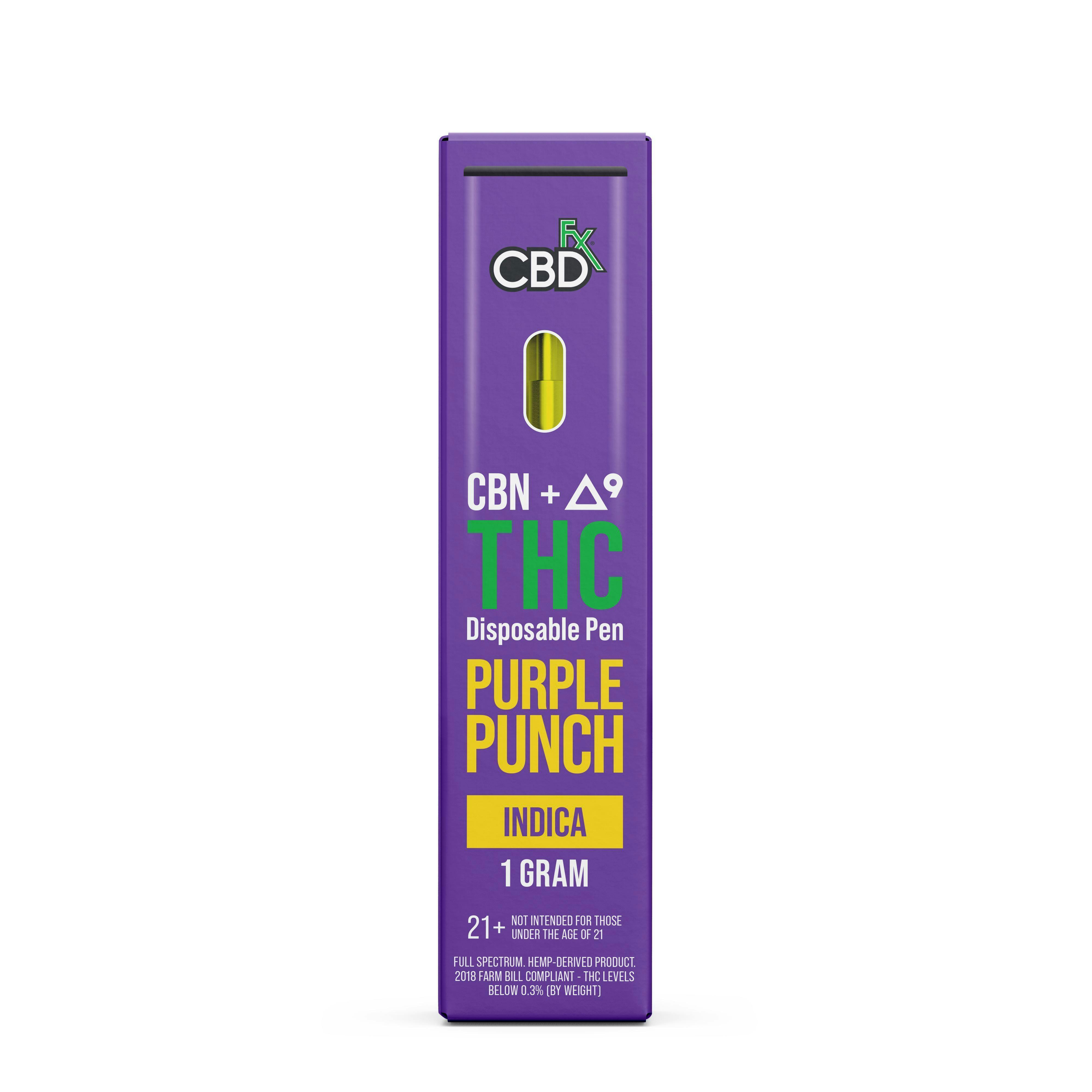 CBN + Delta-9 THC Vape Pen: Purple Punch Indica - CBDfx