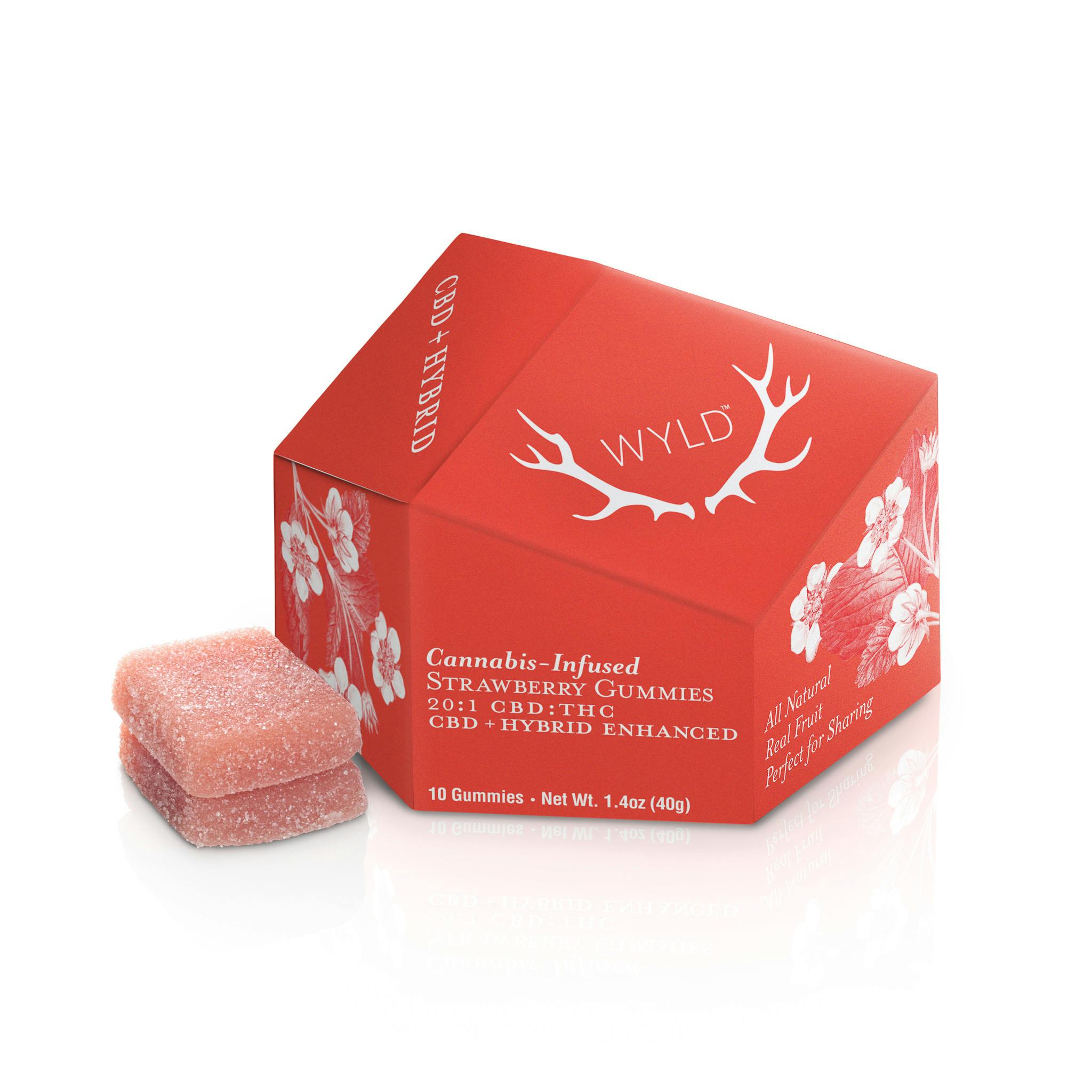 Strawberry 20:1 CBD + Hybrid Enhanced Gummies - WYLD Strawberry 20:1 CBD + Hybrid Enhanced Gummies - WYLD