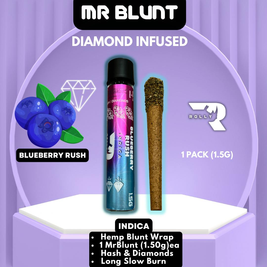 MR BLUNT BLUEBERRY RUSH 1.5G | DIAMOND INFUSED ROLLY - ROLLY