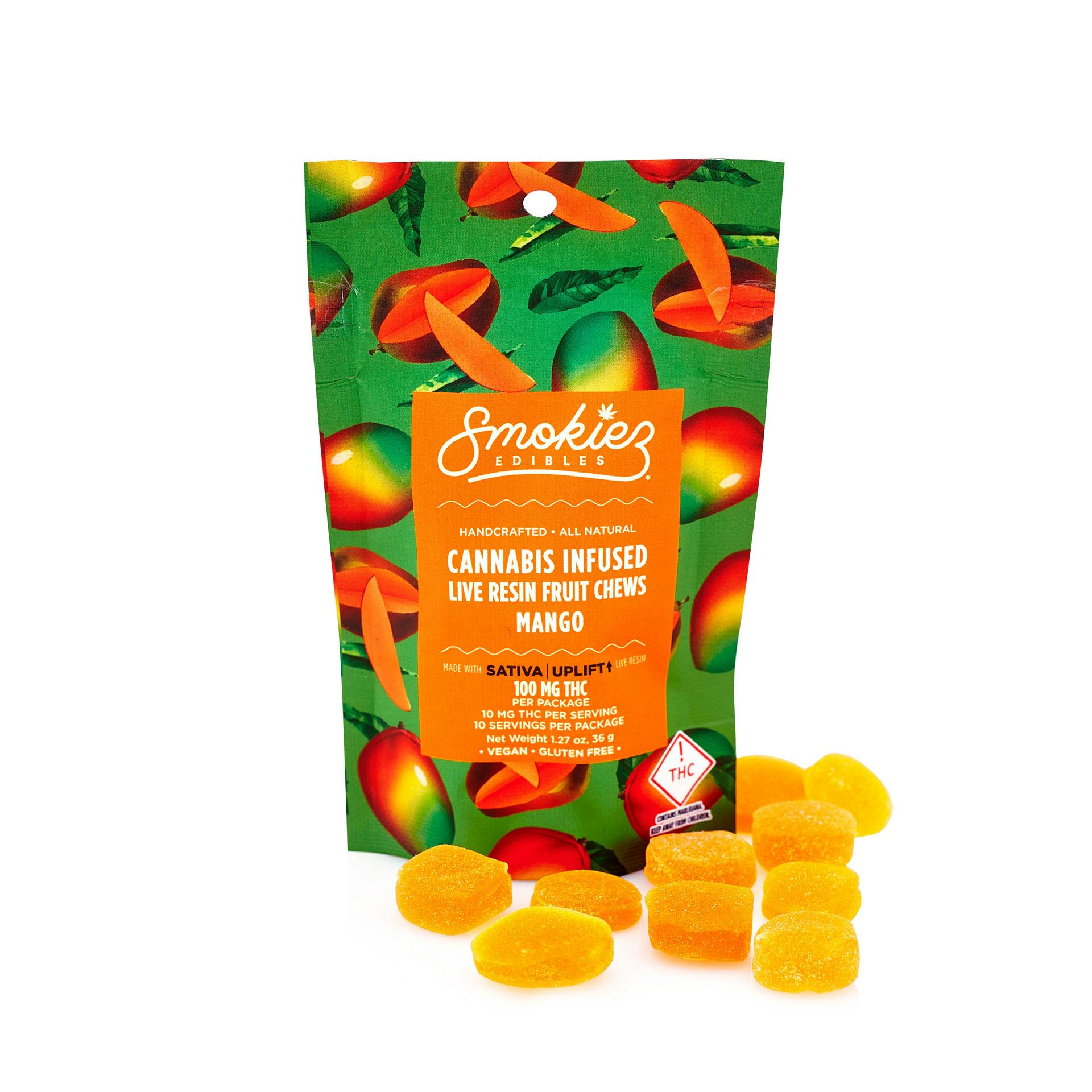 Mango Sativa 100mg Live Resin Fruit Chews - CO - Smokiez Edibles