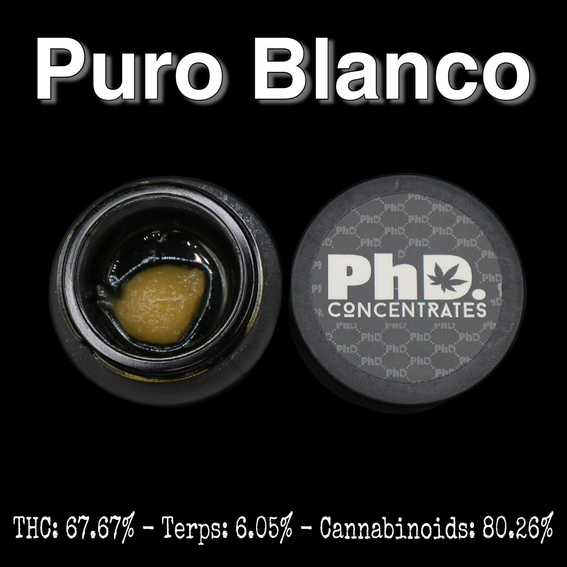 PhD Concentrate 1 gram - Puro Blanco Badder- 67.67 THC - Pharmicated